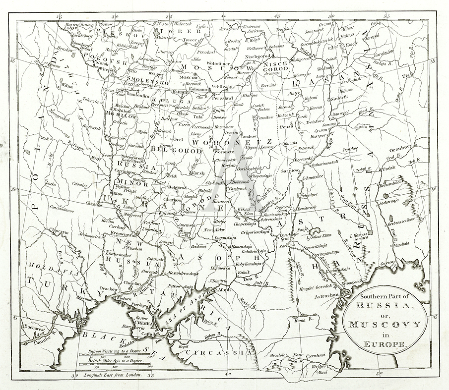 Southern Part of Russia, or Muscovy in Europe. - Antique Print Map Room