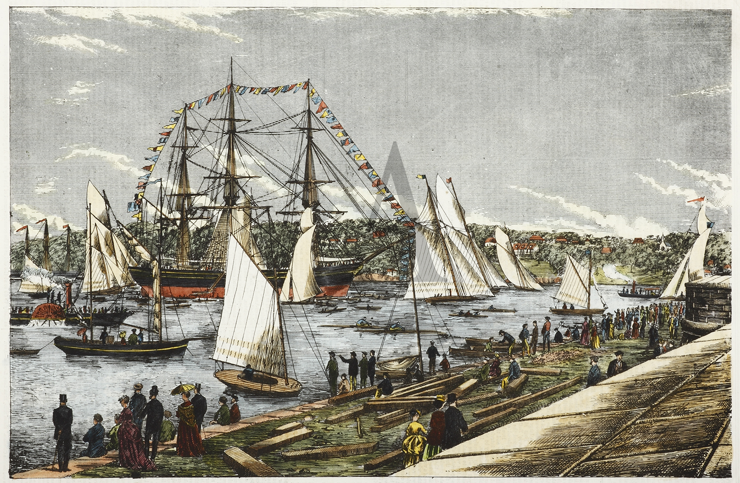 Anniversary Regatta, Sydney, 1871. - Antique Print Map Room