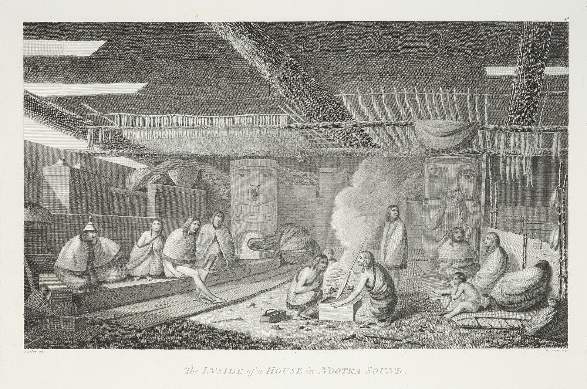 The Inside of a House in Nootka Sound. - Antique Print Map Room