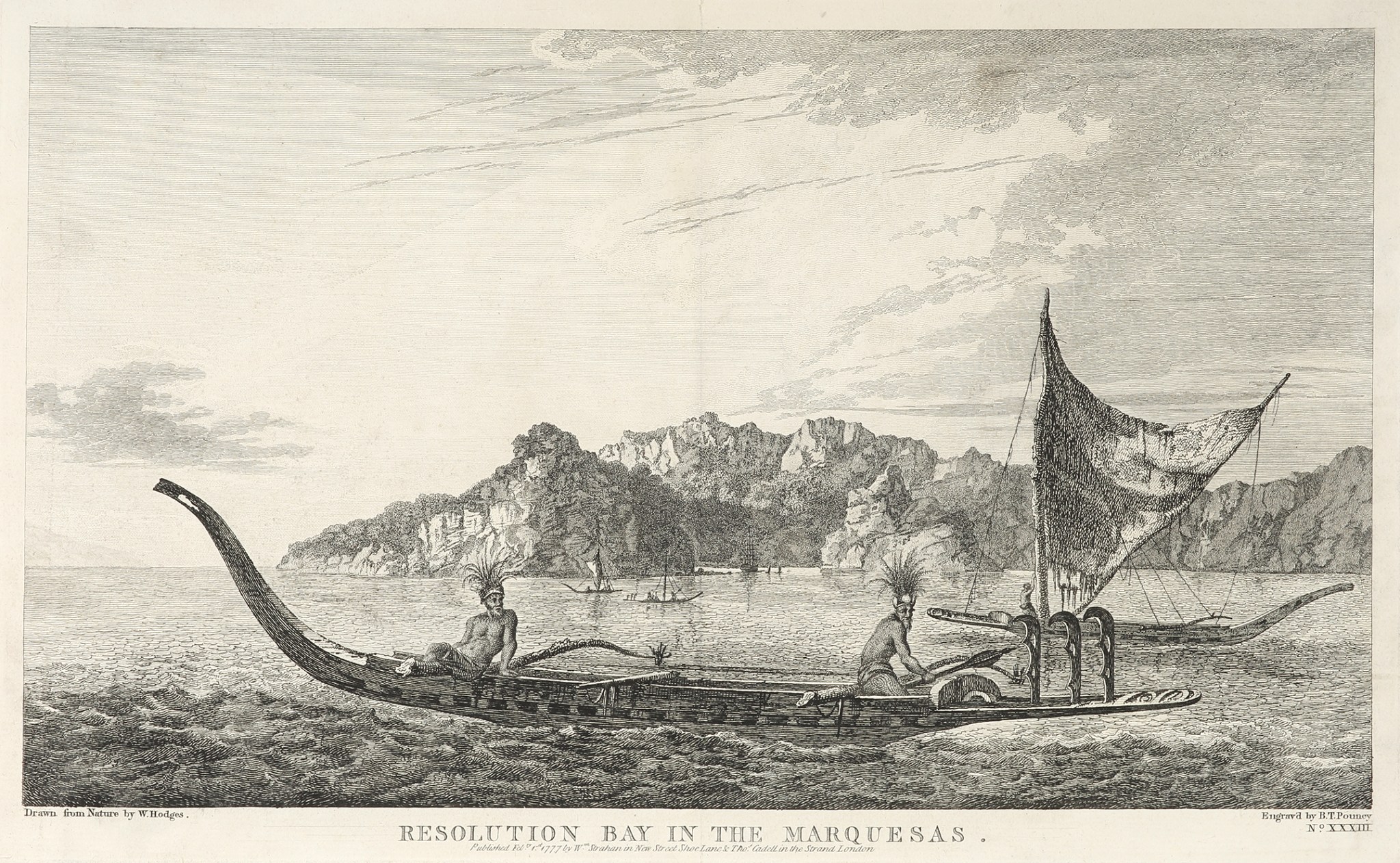 Resolution Bay in the Marquesas. - Antique Print Map Room