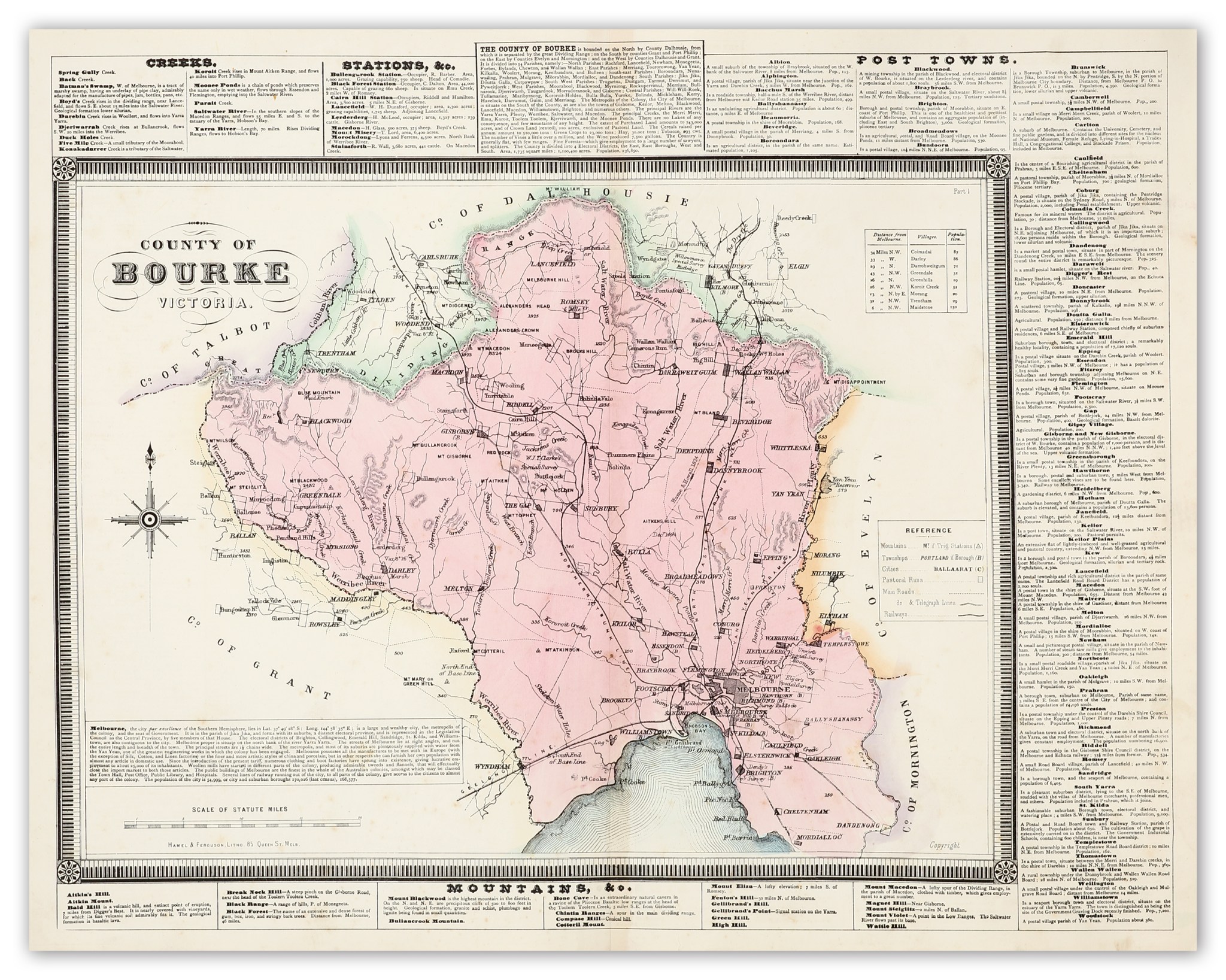 County of Bourke Victoria. - Antique Print Map Room