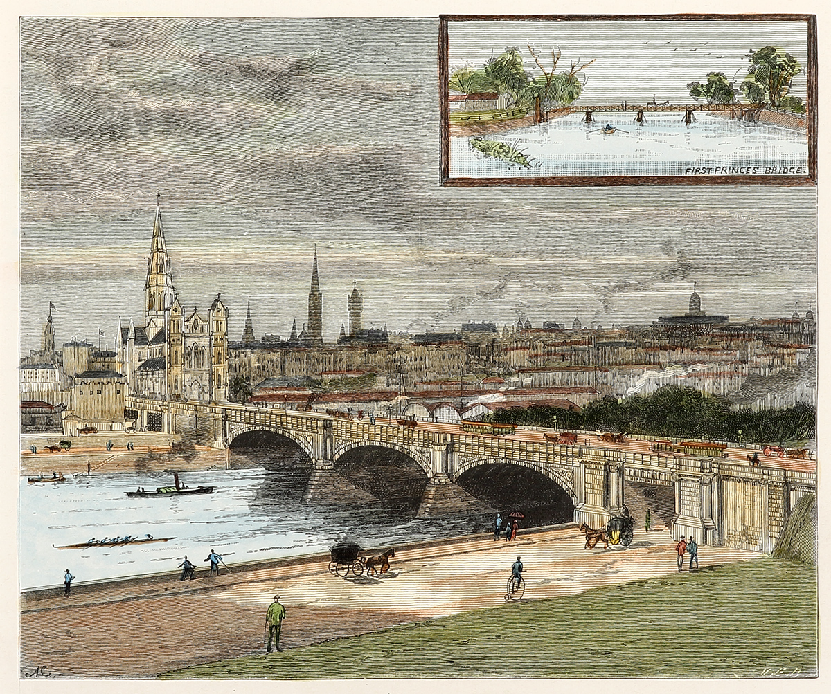 New Prince's Bridge, Melbourne. - Antique Print Map Room
