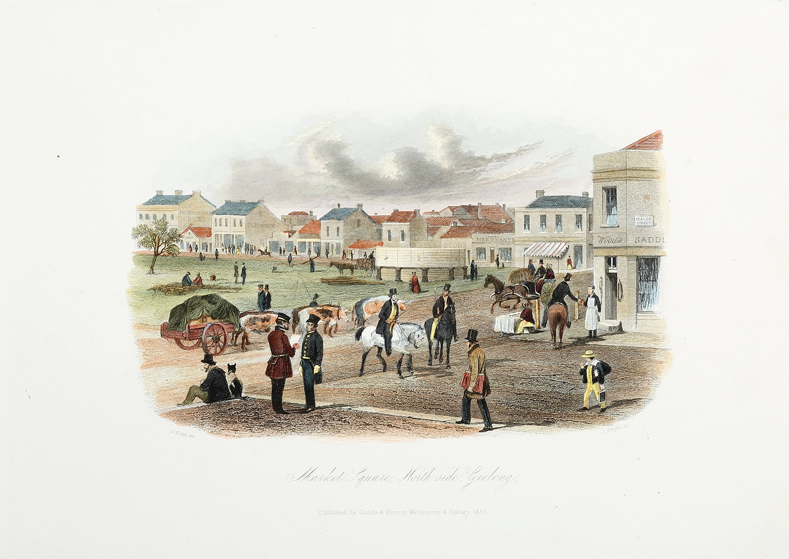 Market Square, North side, Geelong. - Antique Print Map Room