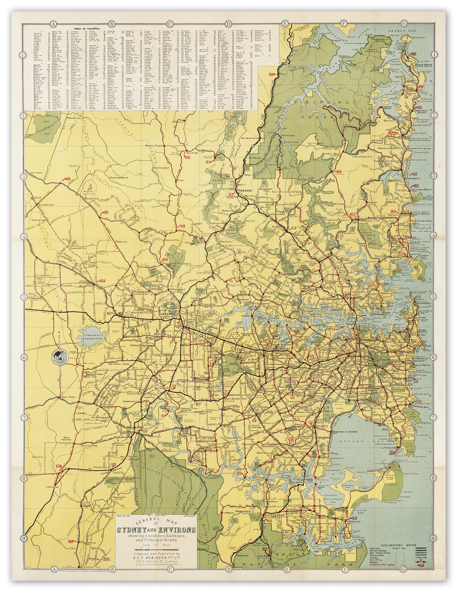 General Map of Sydney and Environs showing Localities, Railways ...