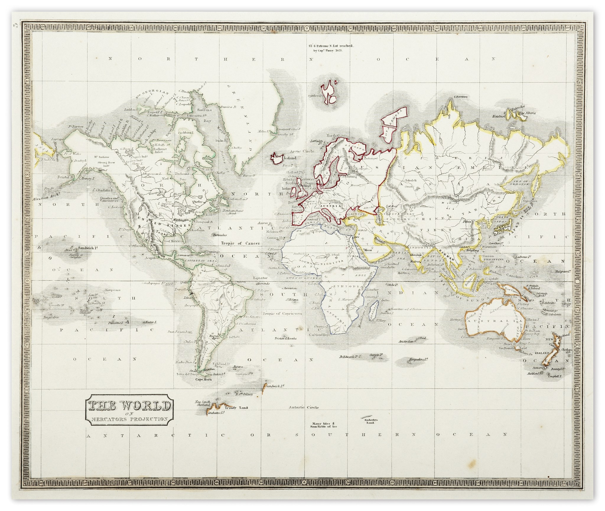 The World on Mercator's Projection - Antique Print Map Room