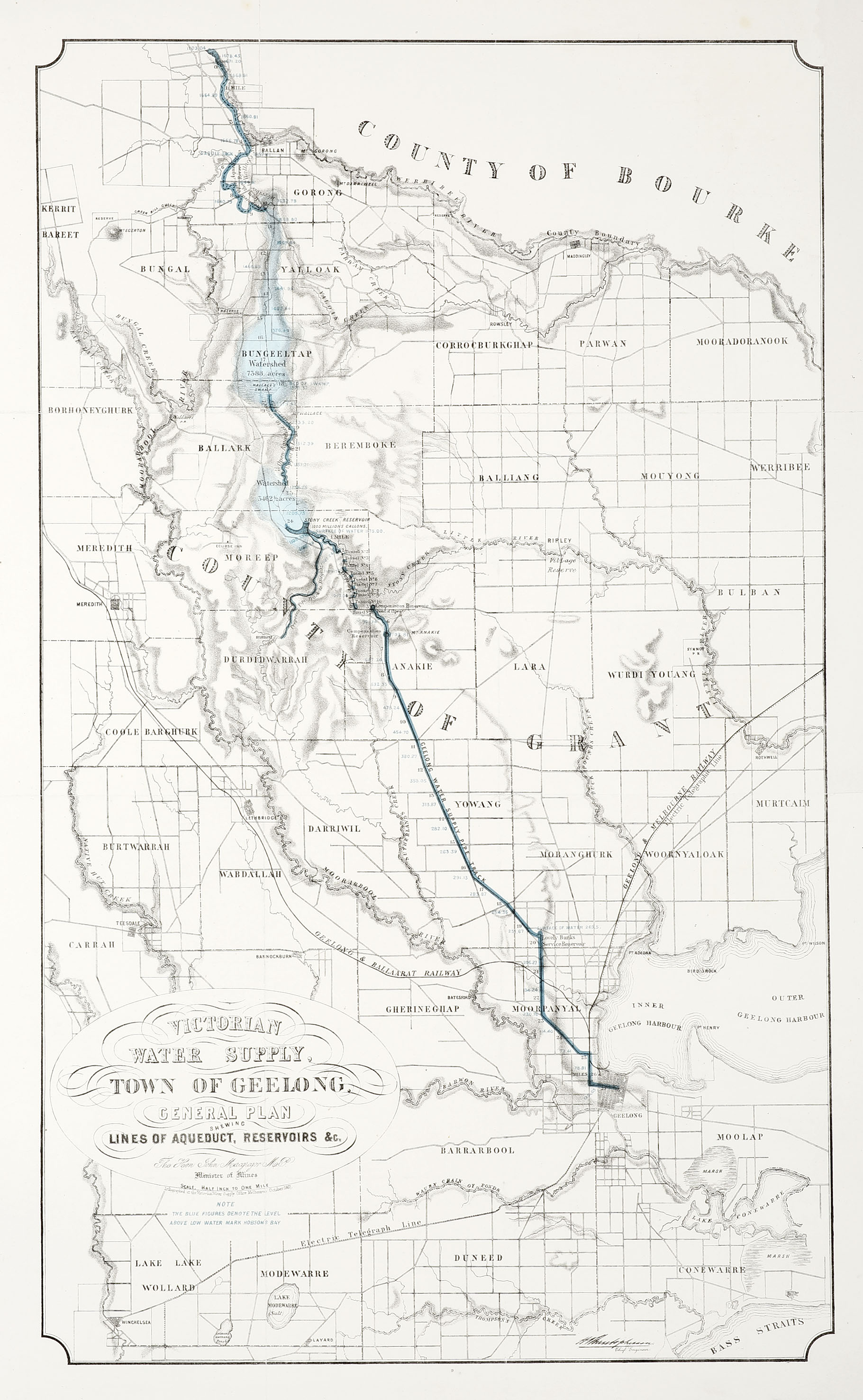 Victorian Water Supply, Town of Geelong. General Plan Shewing Lines of ...