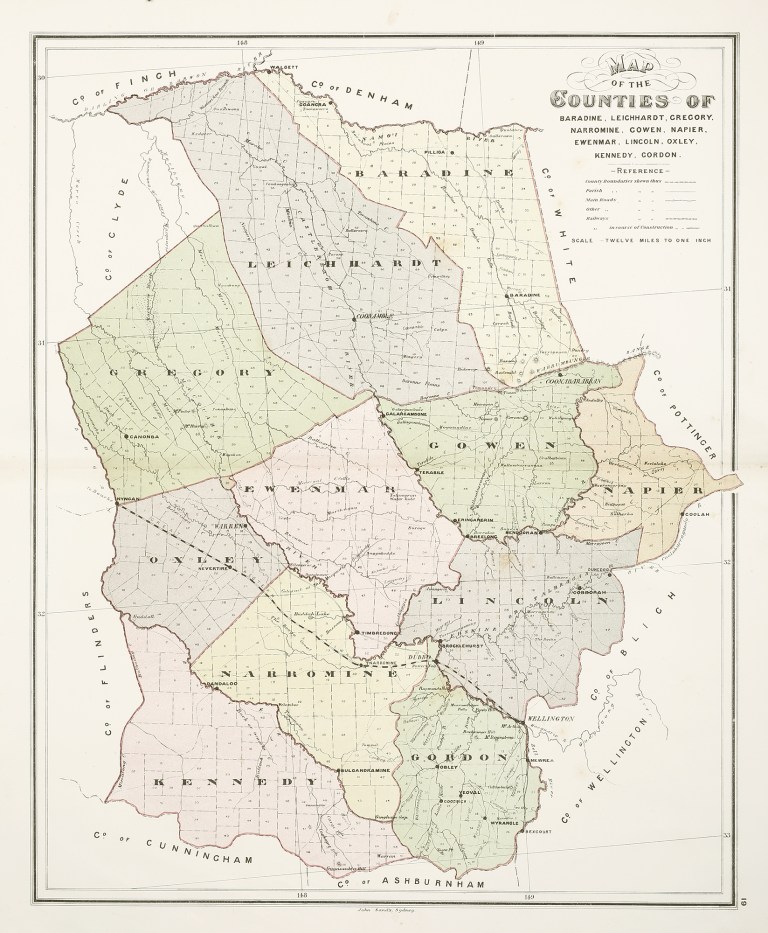 Map of the Counties of Baradine, Leichhardt, Gregory, Narromine, Cowen ...