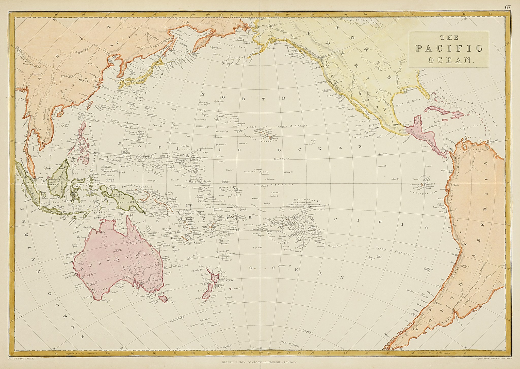 The Pacific Ocean. - Antique Print Map Room