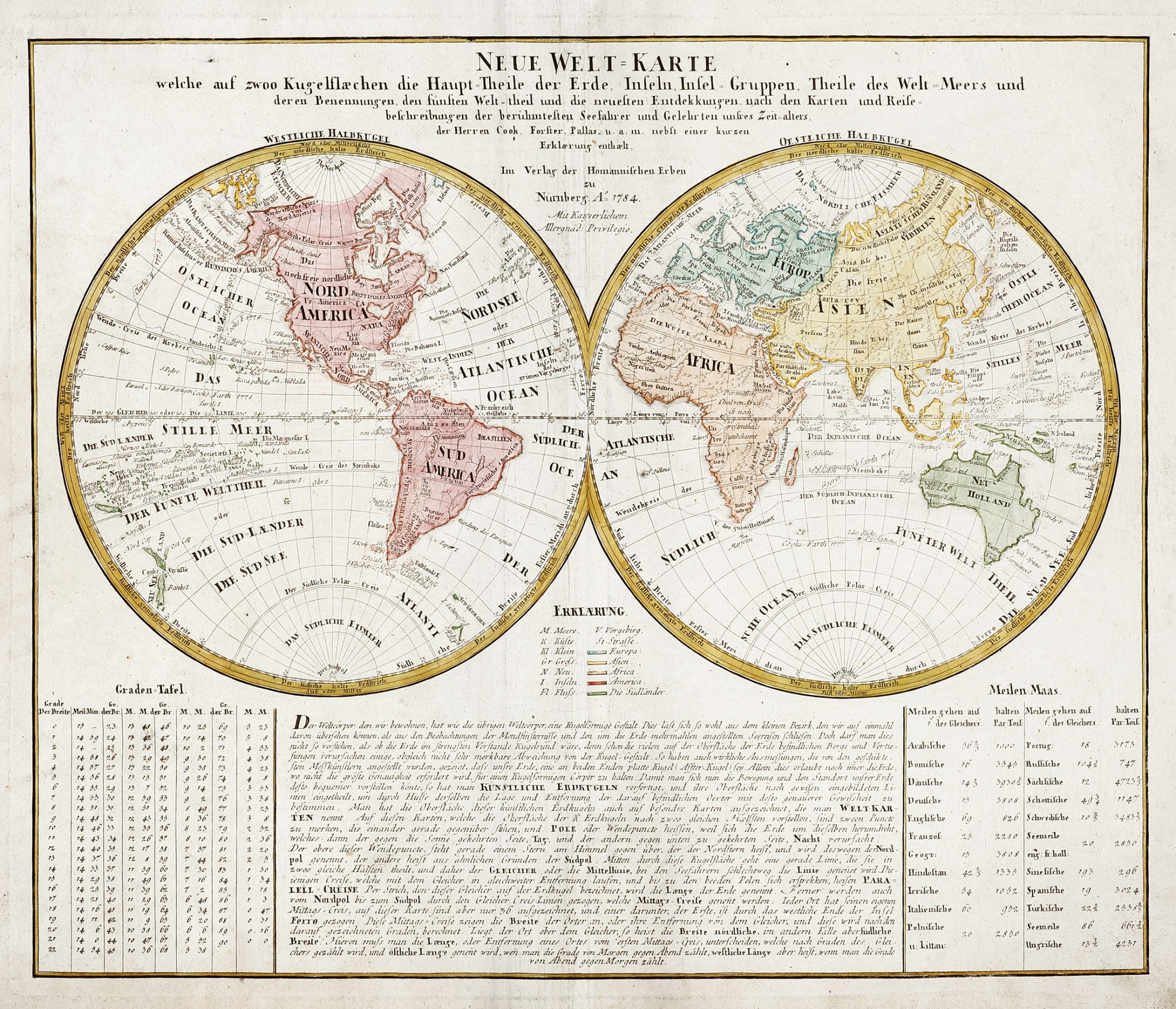 Neue Welt = Karte welche auf zwoo Kugelflæchen die Haupt=Theile der ...