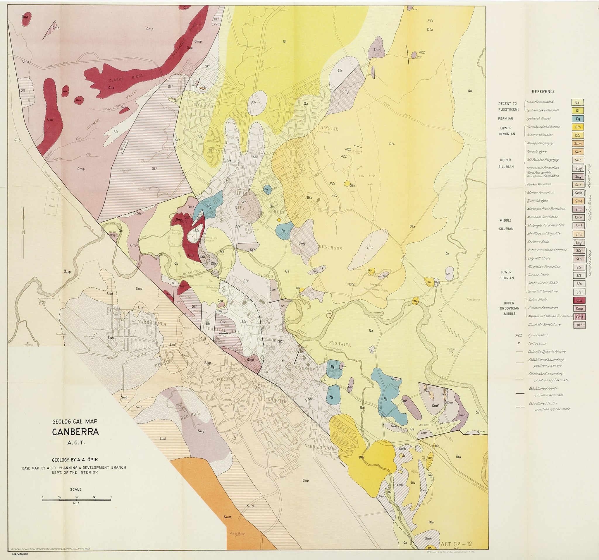 Geological Map Canberra A.C.T. | Antique Print Map Room