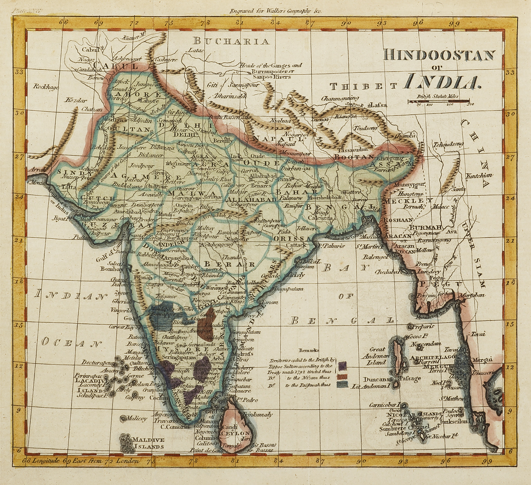 Hindoostan, or India. - Antique Print Map Room