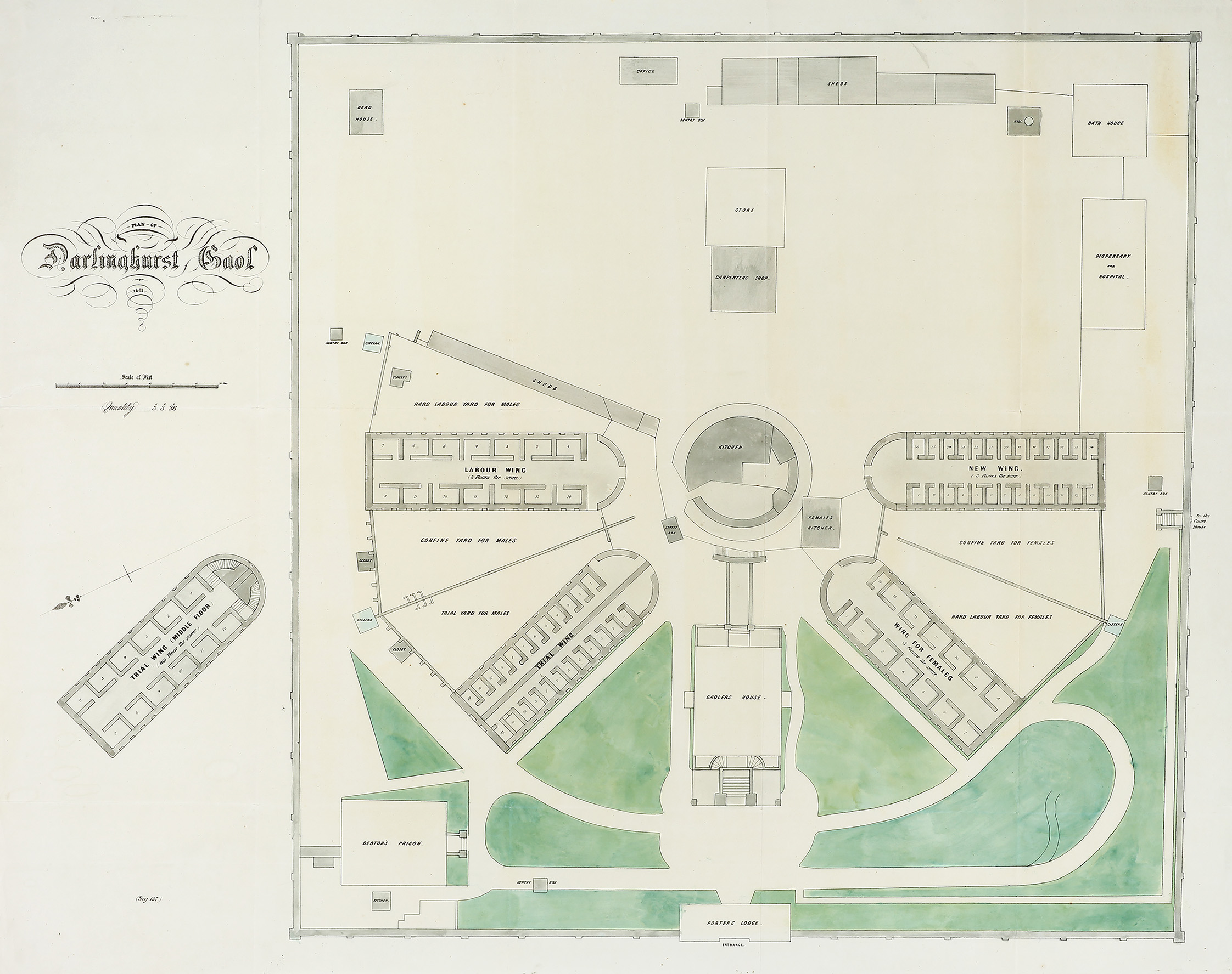 Plan of Darlinghurst Gaol 1861. - Antique Print Map Room