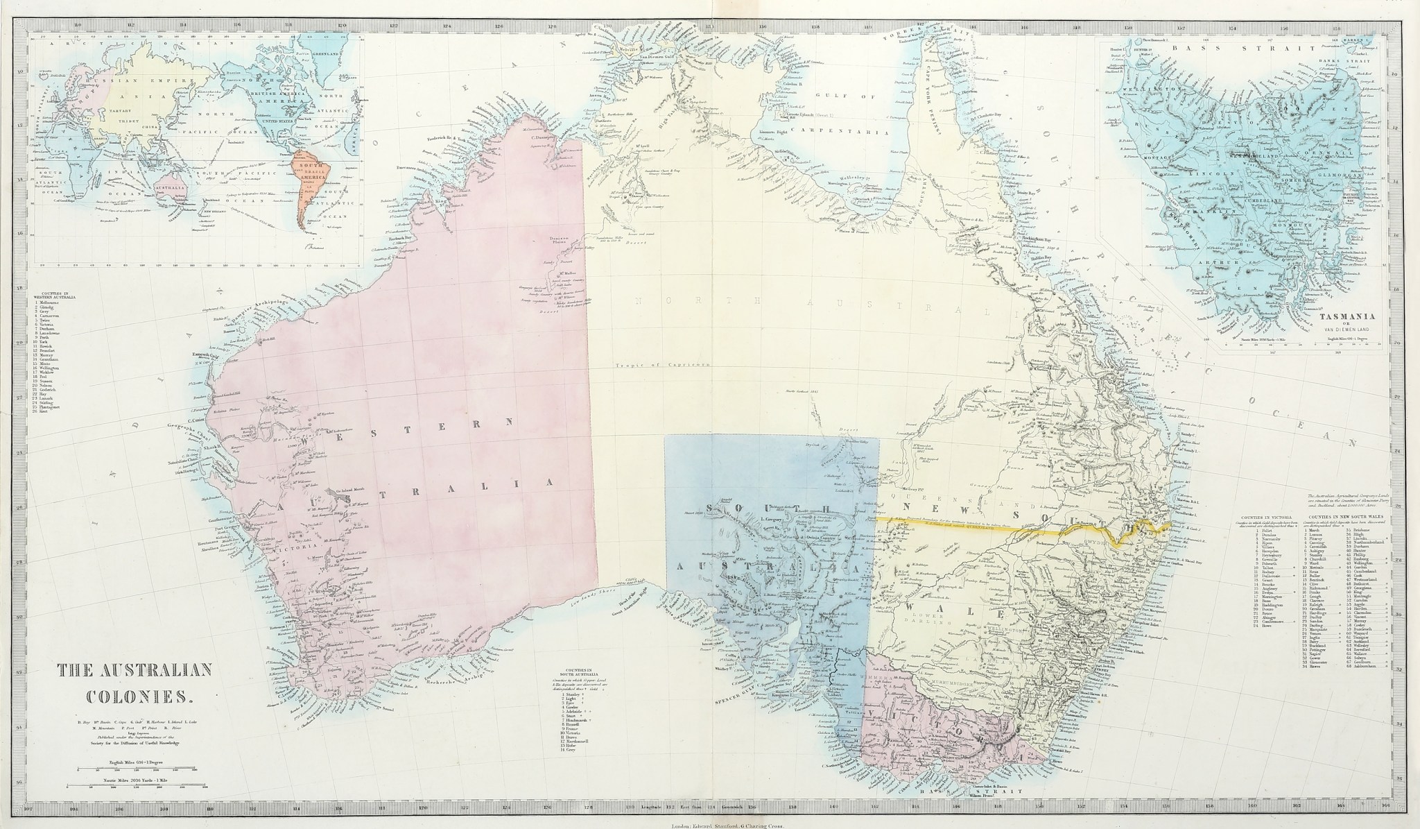 The Australian Colonies, - Antique Print Map Room