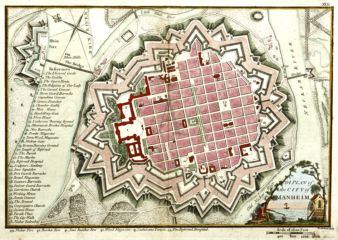 A Plan of the City of Manheim - Antique Print Map Room