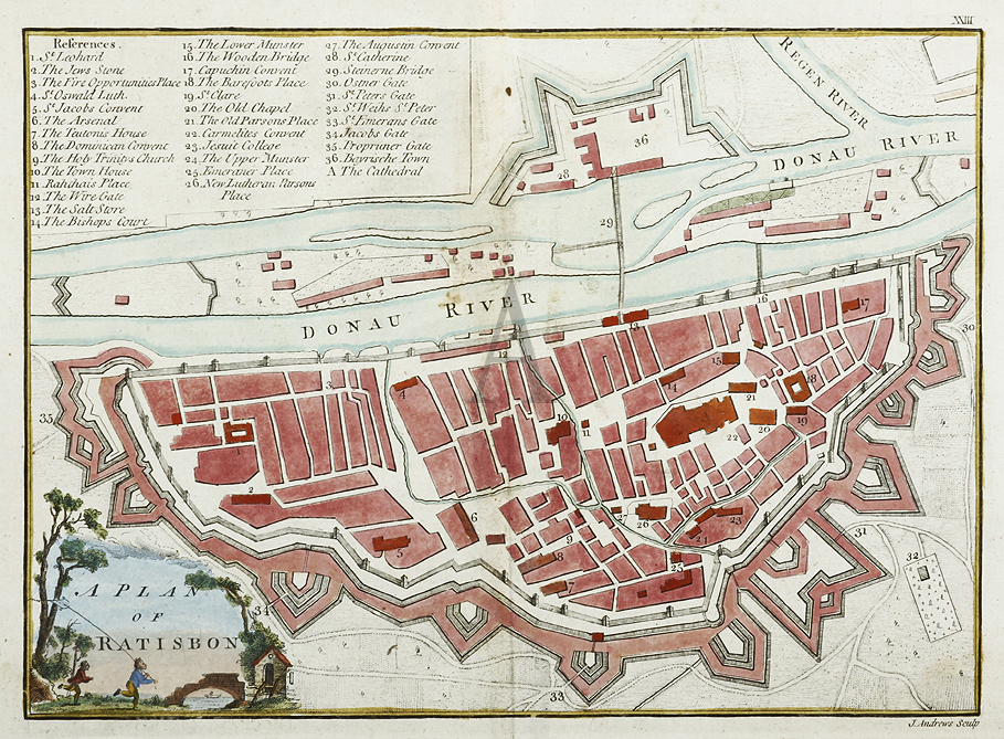 A Plan of Ratisbon - Antique Print Map Room