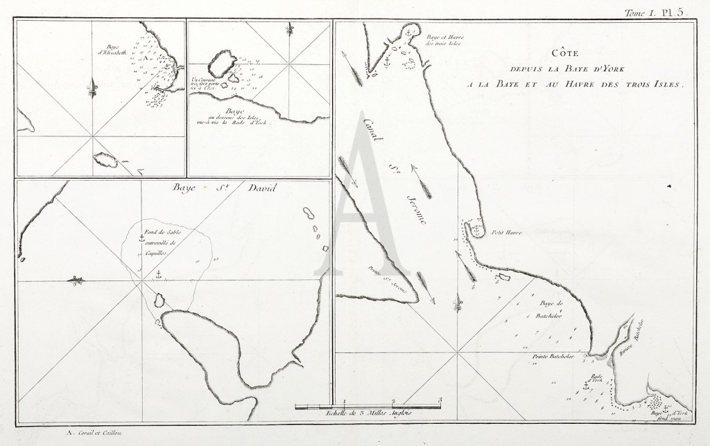 Cote Depuis La Baye D'York a la Baye et Havre des Trois Isles. Baye d ...
