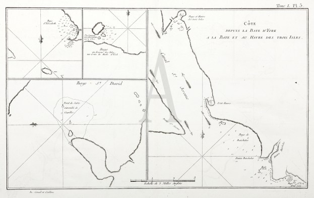 Cote Depuis La Baye D'York a la Baye et Havre des Trois Isles. Baye d ...