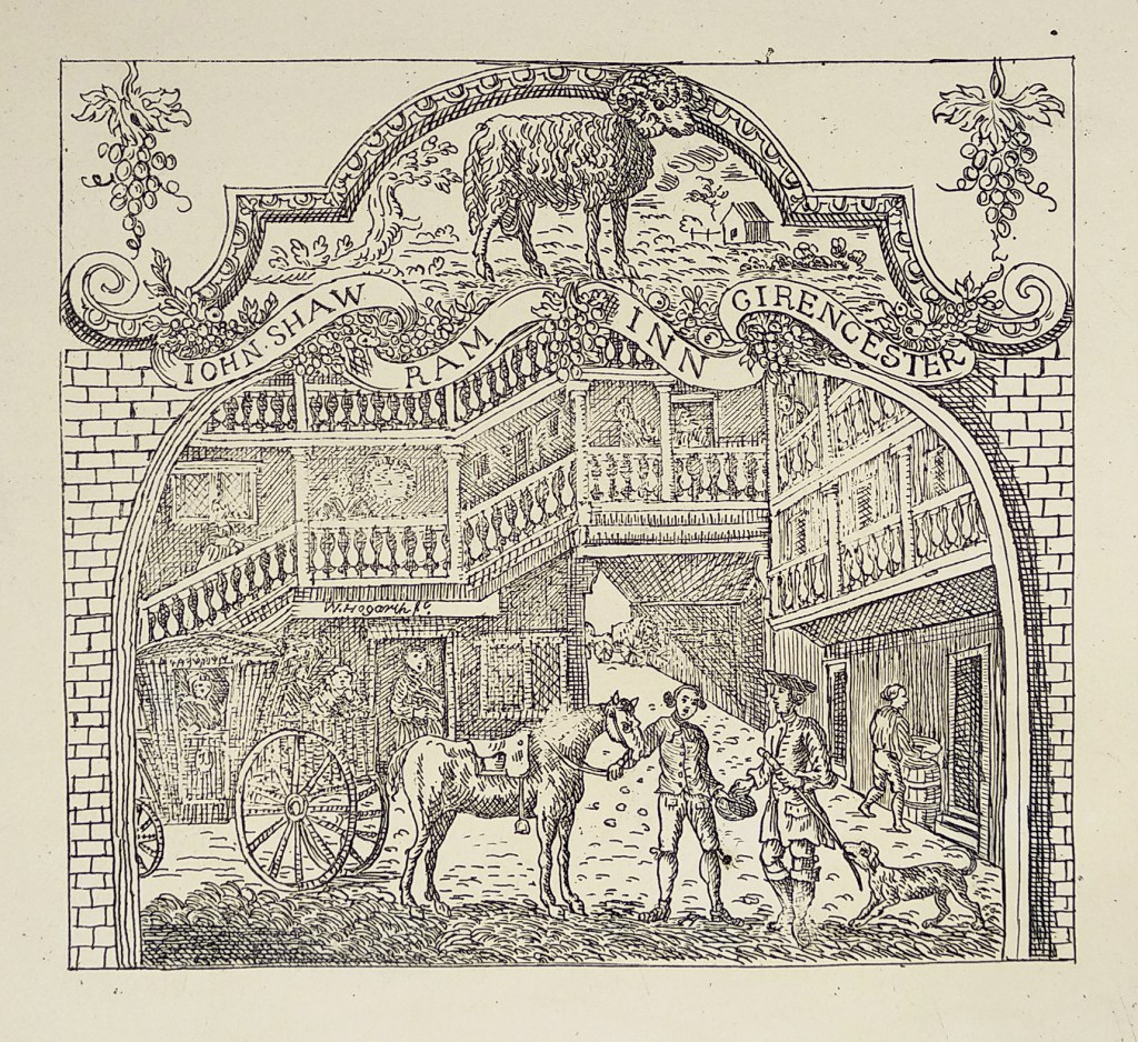 John Shaw Ram Inn Girencester - Antique Print Map Room