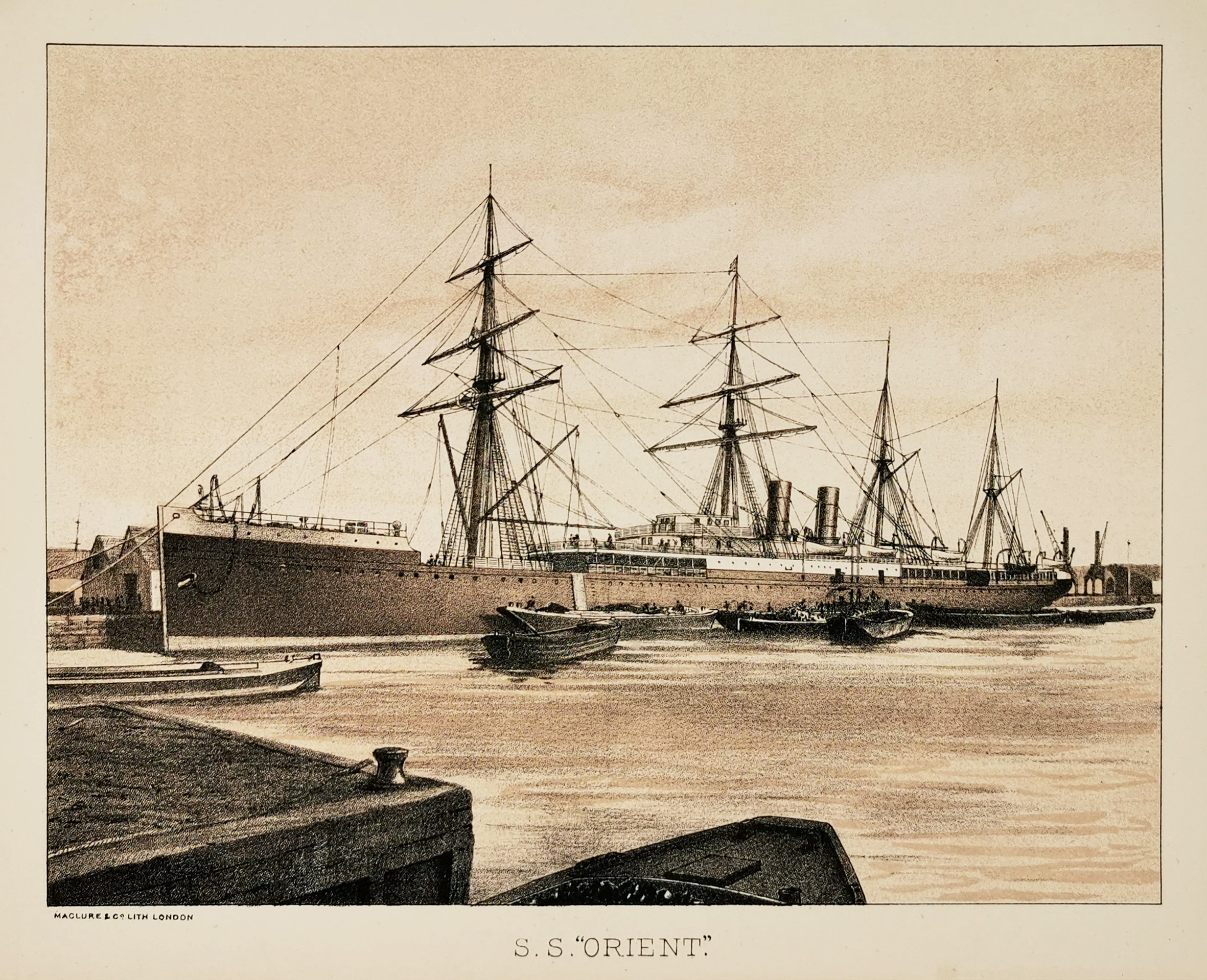 "S.S. Orient" - Antique Print Map Room