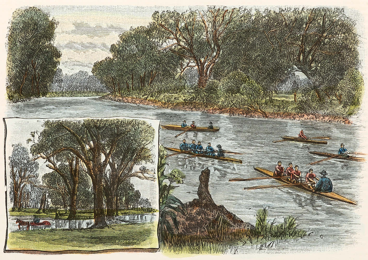 The Wimmera River, near Dimboola. - Antique Print Map Room