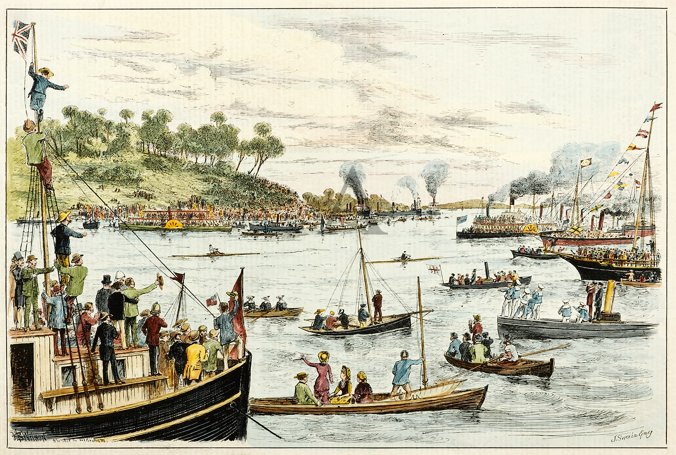 The Hanlan-Beach Match on the Paramatta River. | Antique Print Map Room