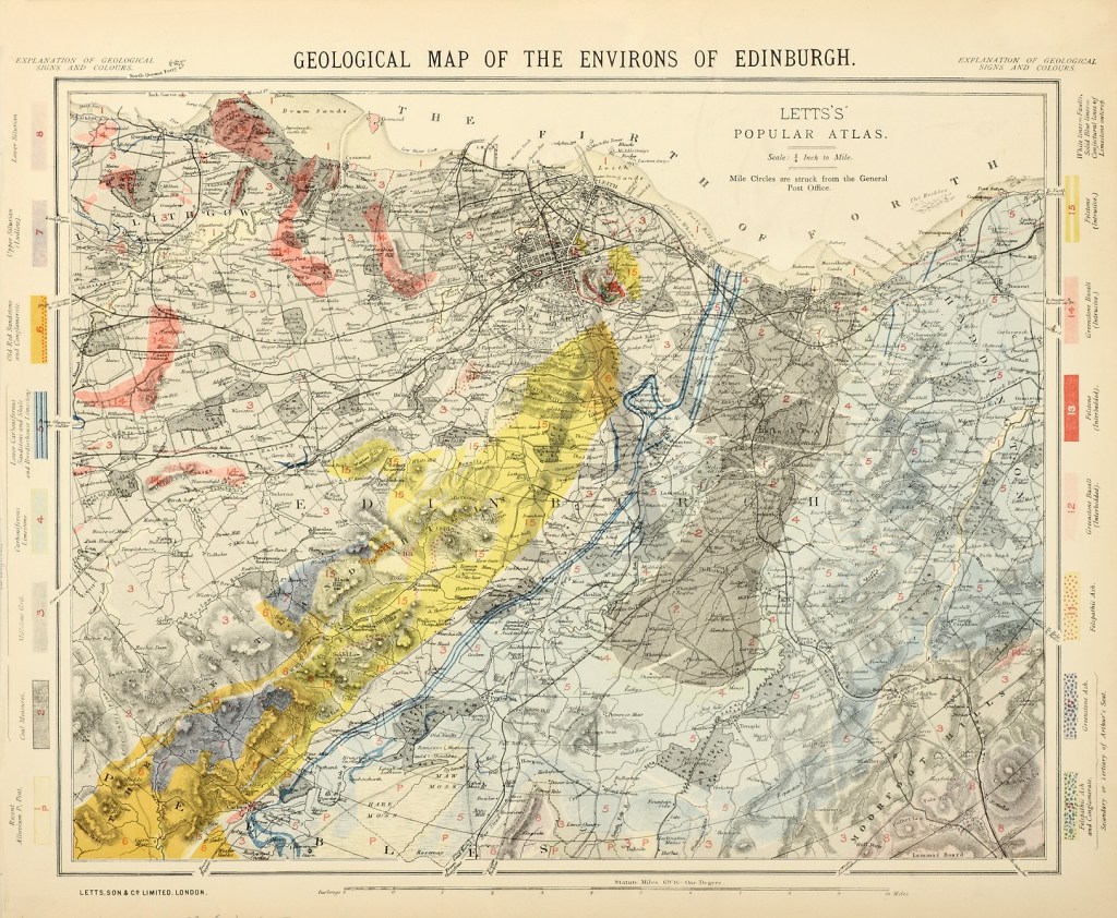 Geological Map of the Environs of Edinburgh - Antique Print Map Room