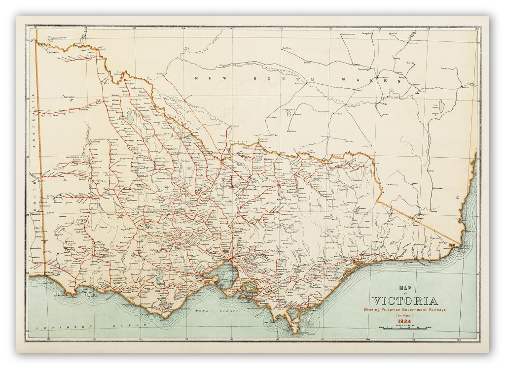 Map of Victoria Showing Victorian Government Railways 1924 | Antique ...