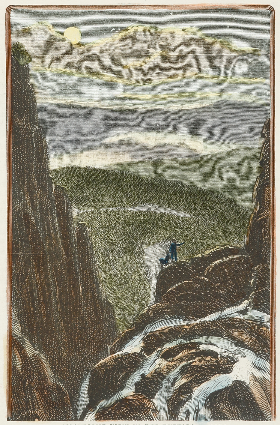 Moonlight View in the Buffalo Ranges. - Antique Print Map Room