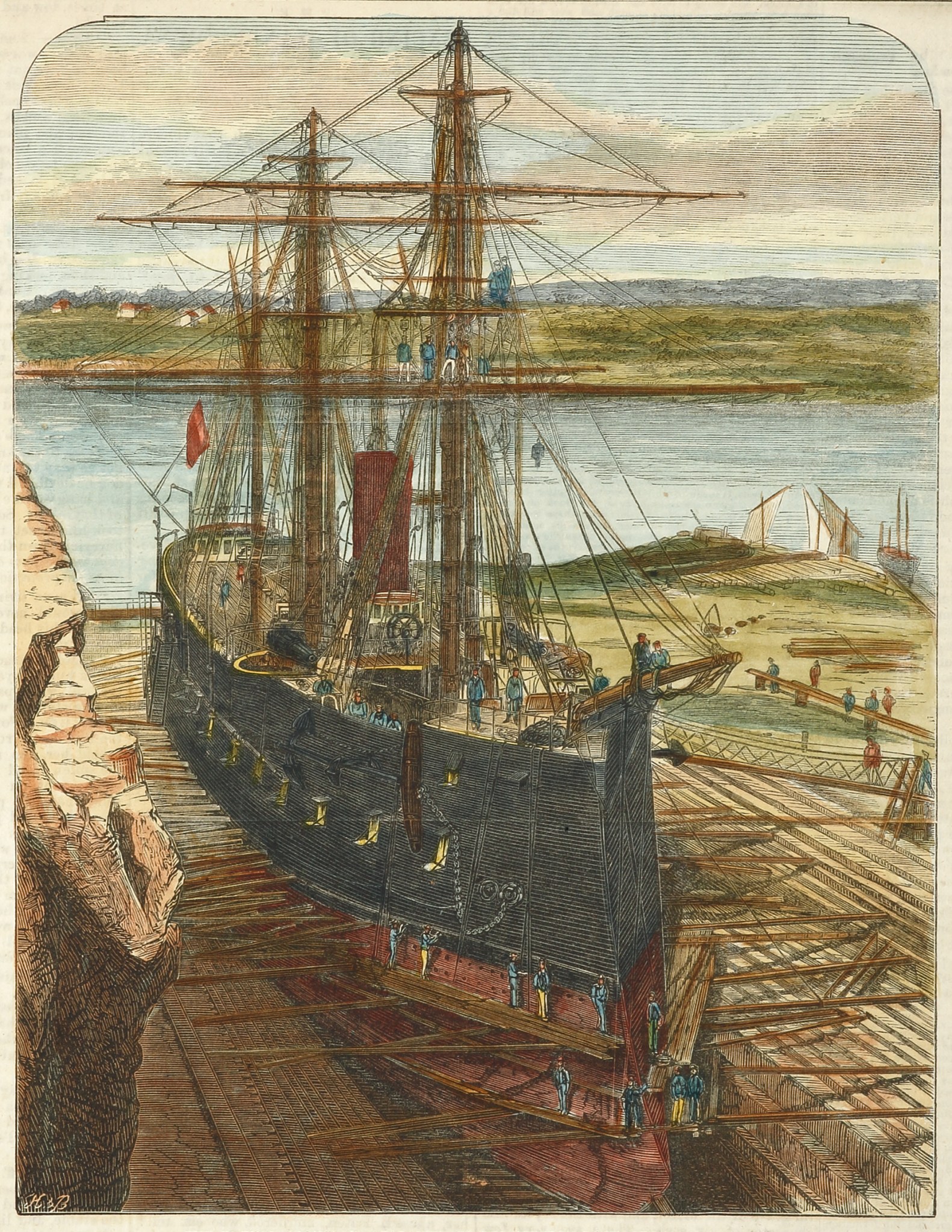 The French Ironclad, Atalante, in the Fitzroy Dock, Sydney Harbour ...