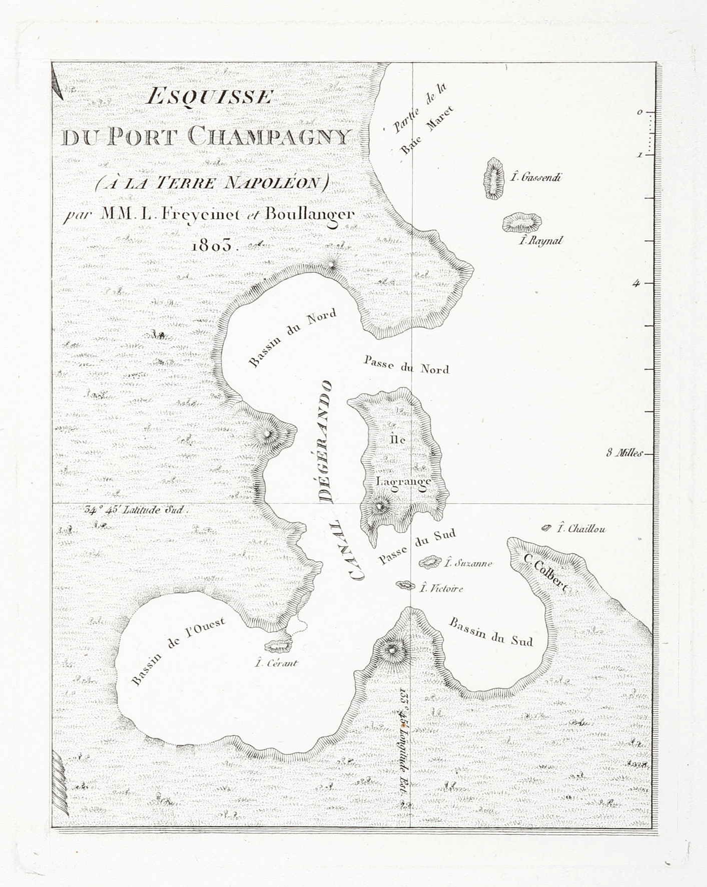 Esquisse Du Port Champagny. - Antique Print Map Room