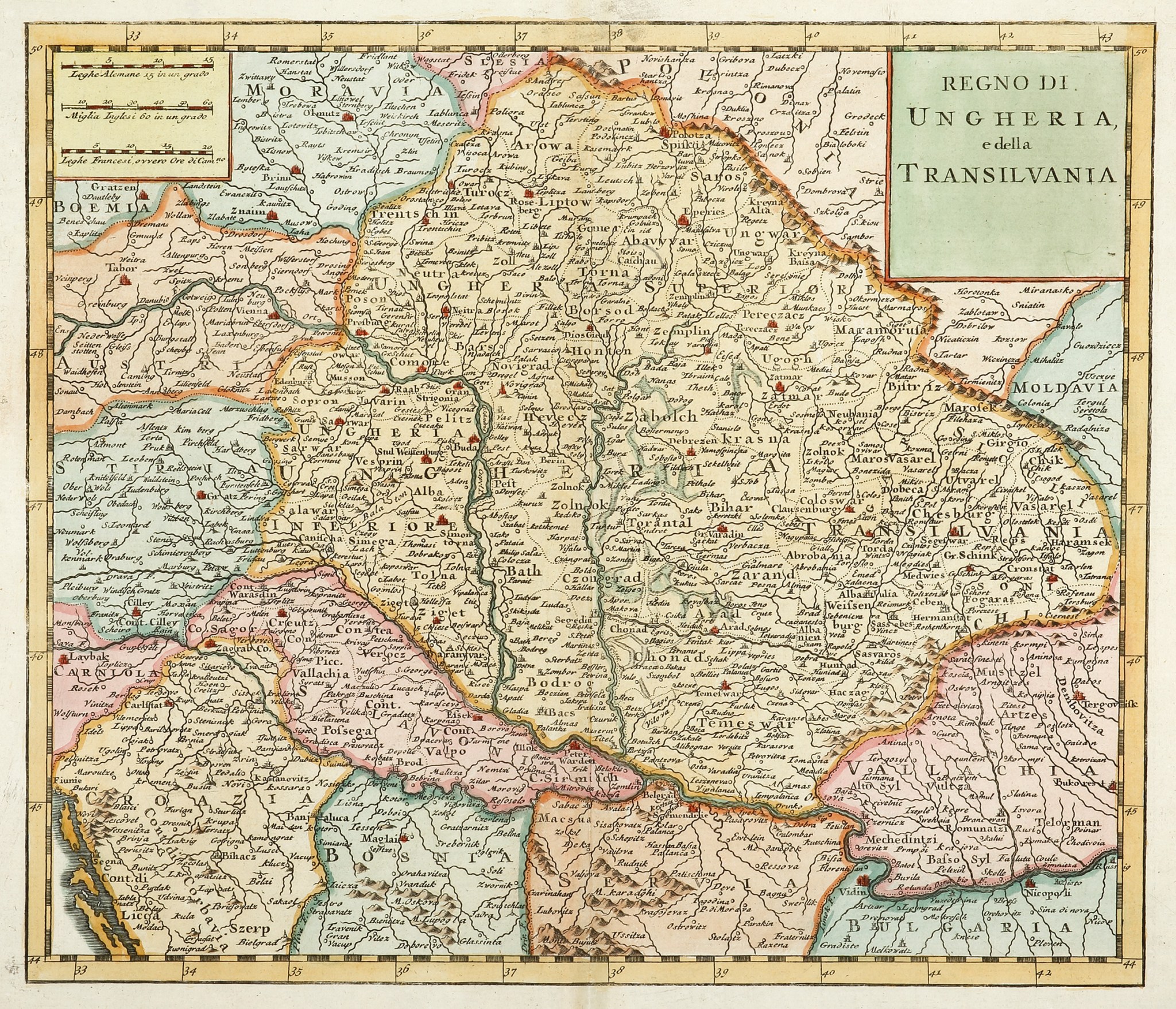 Regno di Ungheria e della Transilvania - Antique Print Map Room