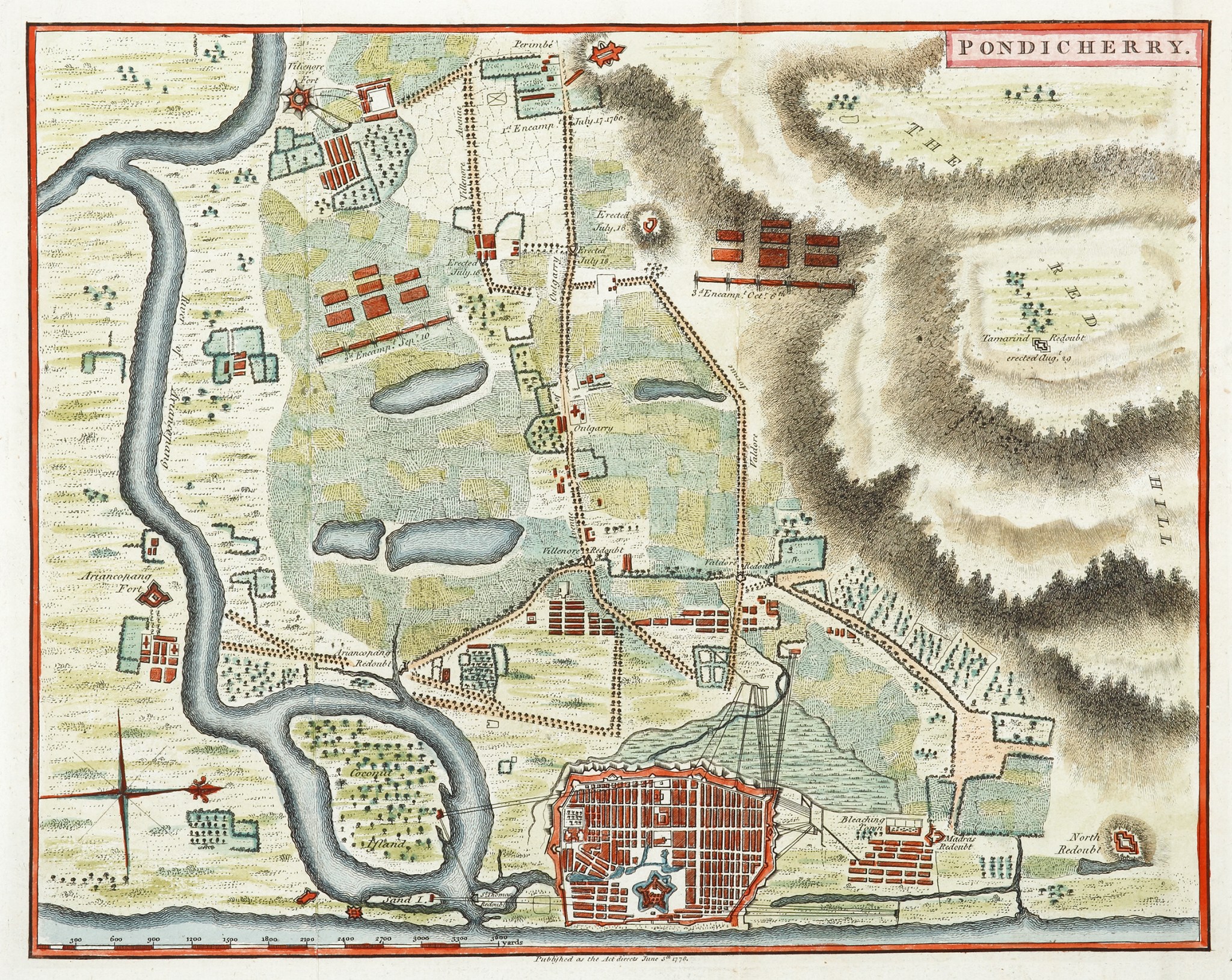 Pondicherry. [Puducherry] - Antique Print Map Room