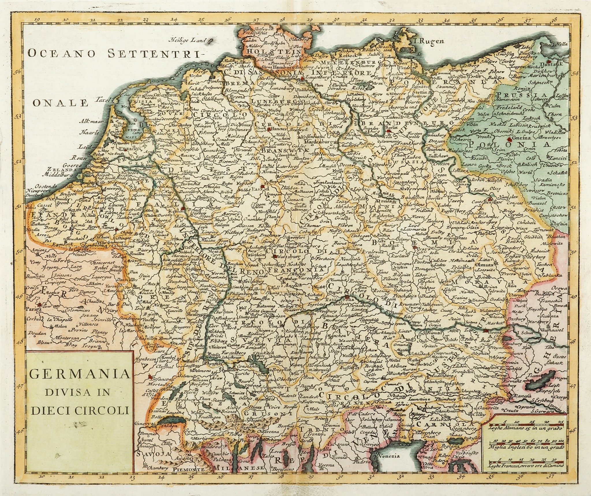 Germania divisa in Dieci Circoli | Antique Print Map Room
