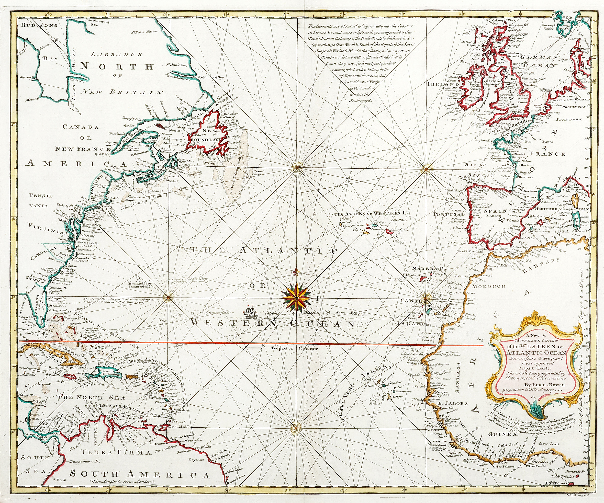 A New & Accurate Chart of the Western or Atlantic Ocean Drawn from ...