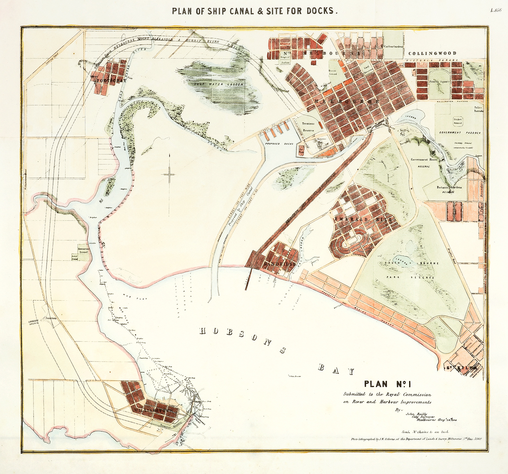 Plan of Ship Canal & Site for Docks. - Antique Print Map Room