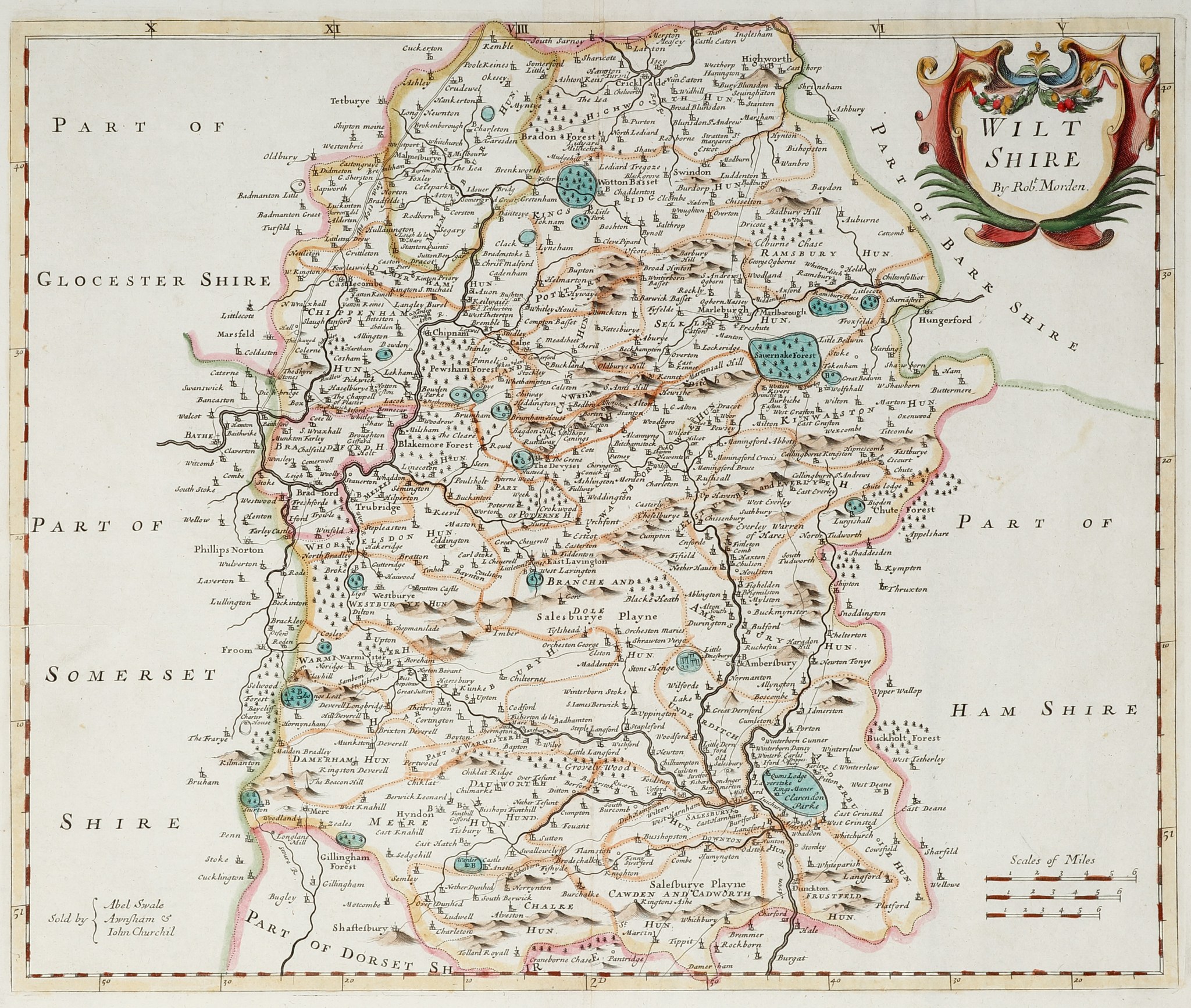 Wiltshire - Antique Print Map Room