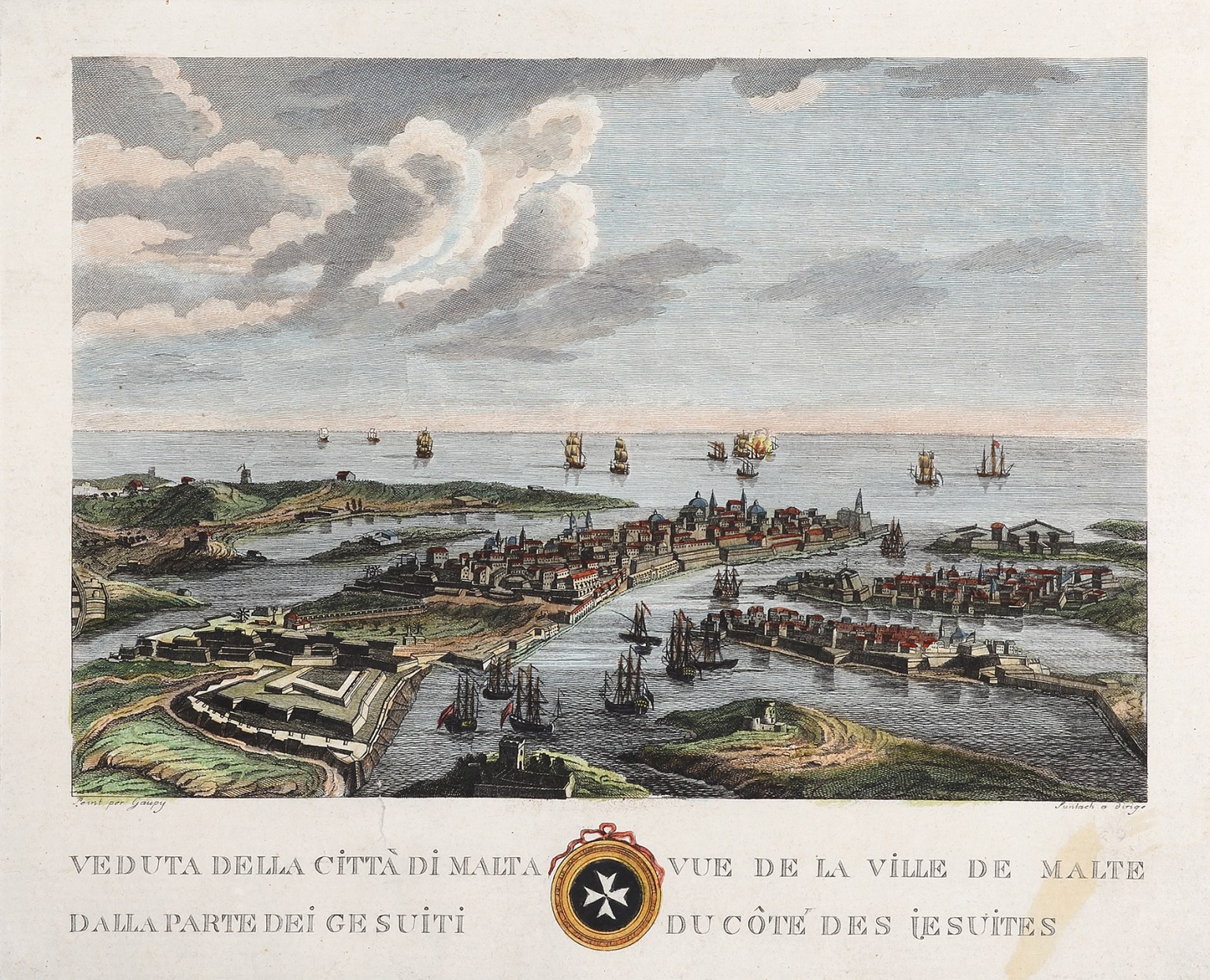 Veduta della Citta di Malta dalla parte dei Gesuiti. Vue de la Ville de ...