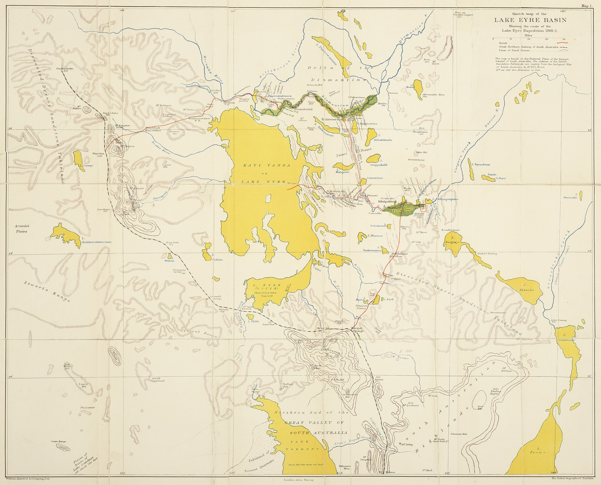 Sketch Map of the Lake Eyre Basin Showing the Route of the Lake Eyre ...