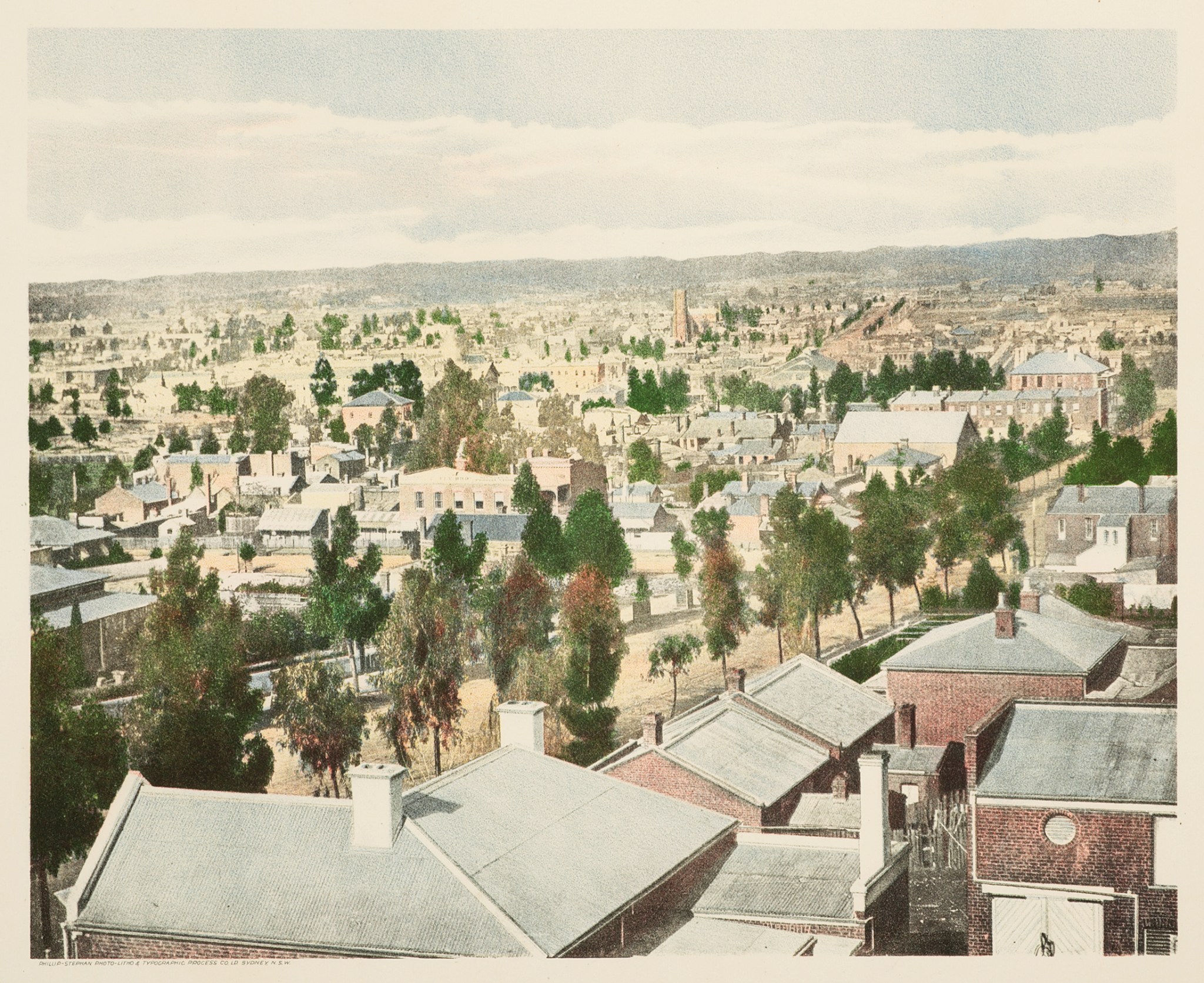 Bird's Eye View. Sandhurst. Victoria. [Bendigo] - Antique Print Map Room