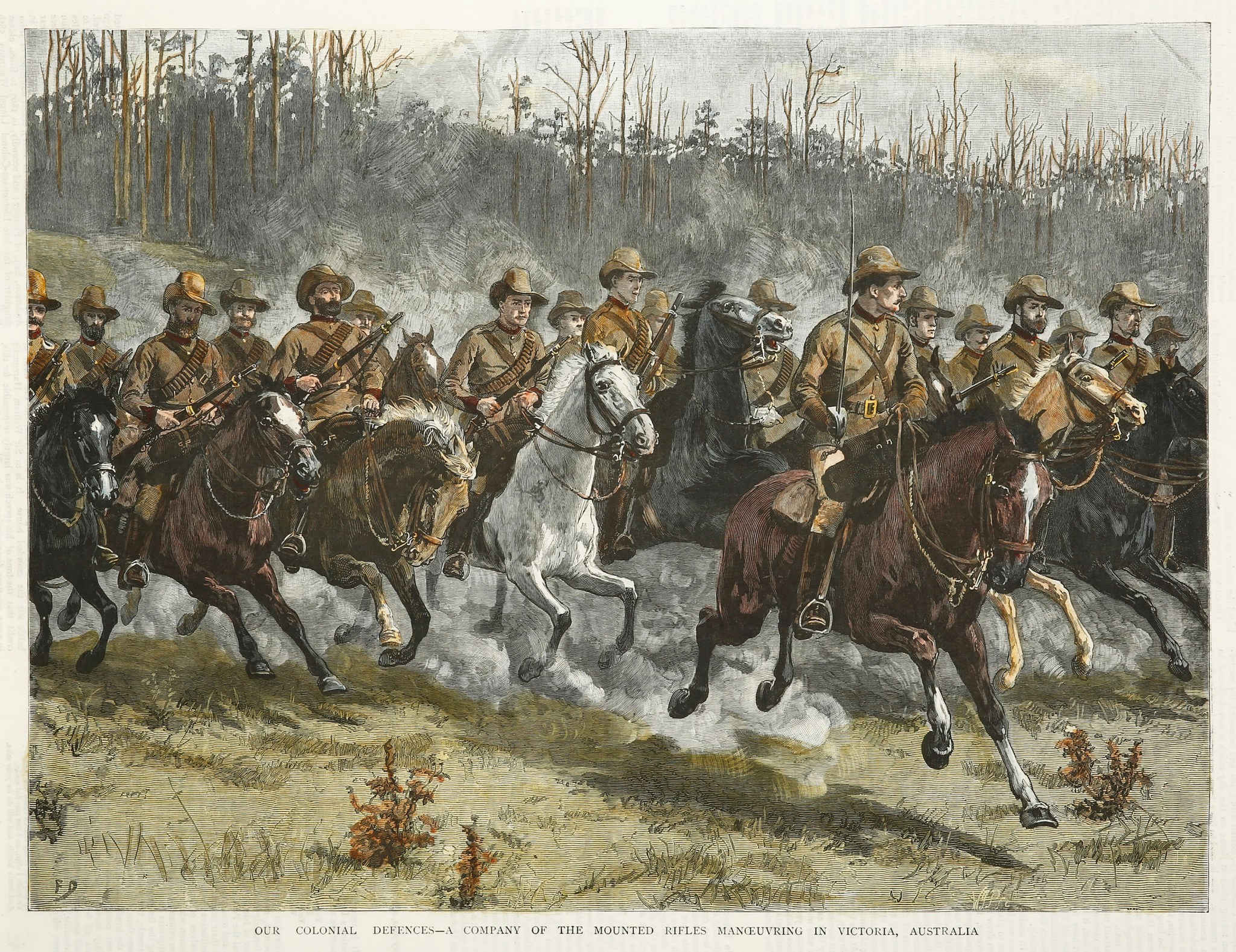 Our Colonial Defences - A Company of the Mounted Rifles Manoeuvring in ...