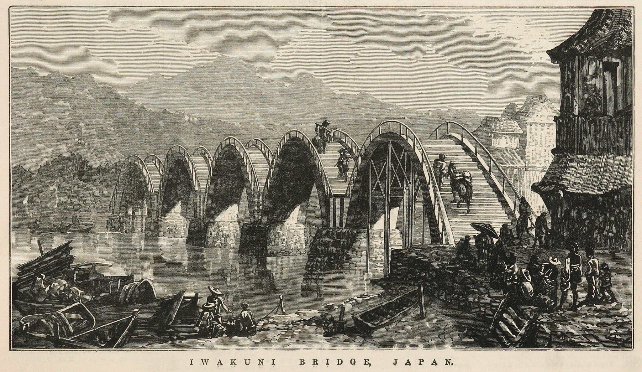 Iwakuni Bridge, Japan. - Antique Print Map Room