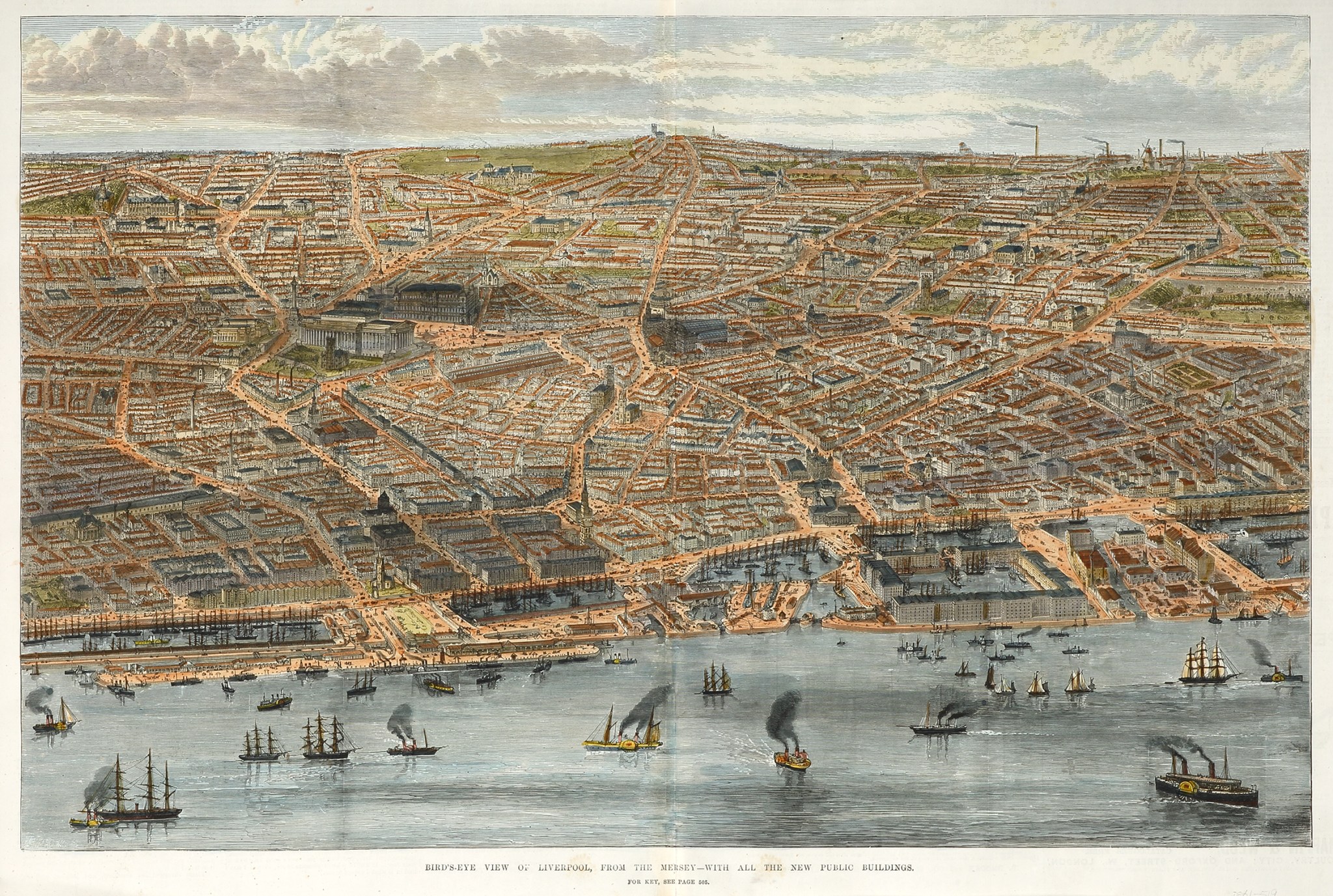 Bird's-Eye View of Liverpool, from the Mersey-With All the New Public ...