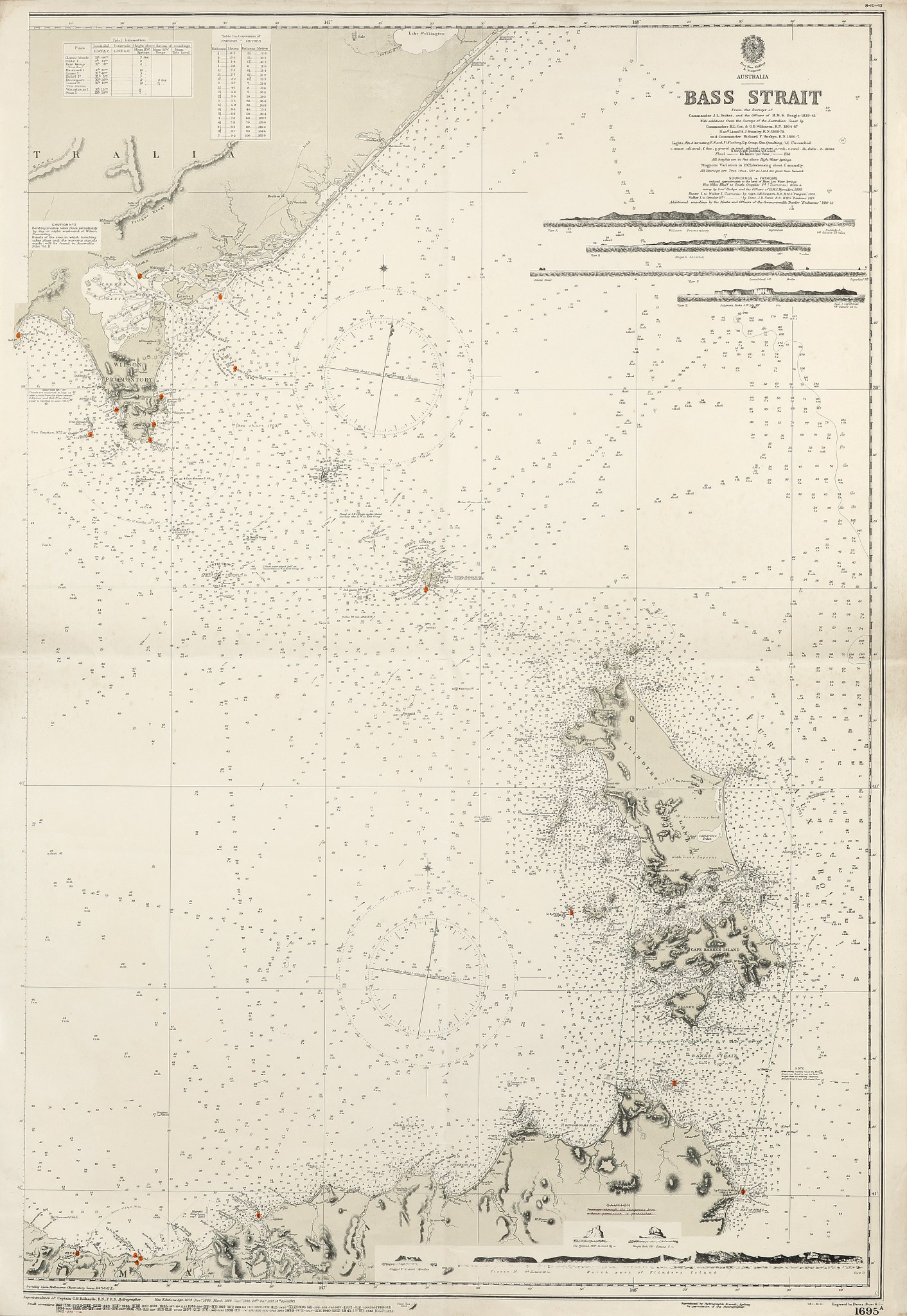 [AUSTRALIA-VIC] Bass Strait From Surveys of Commander J.L.Stokes, and ...