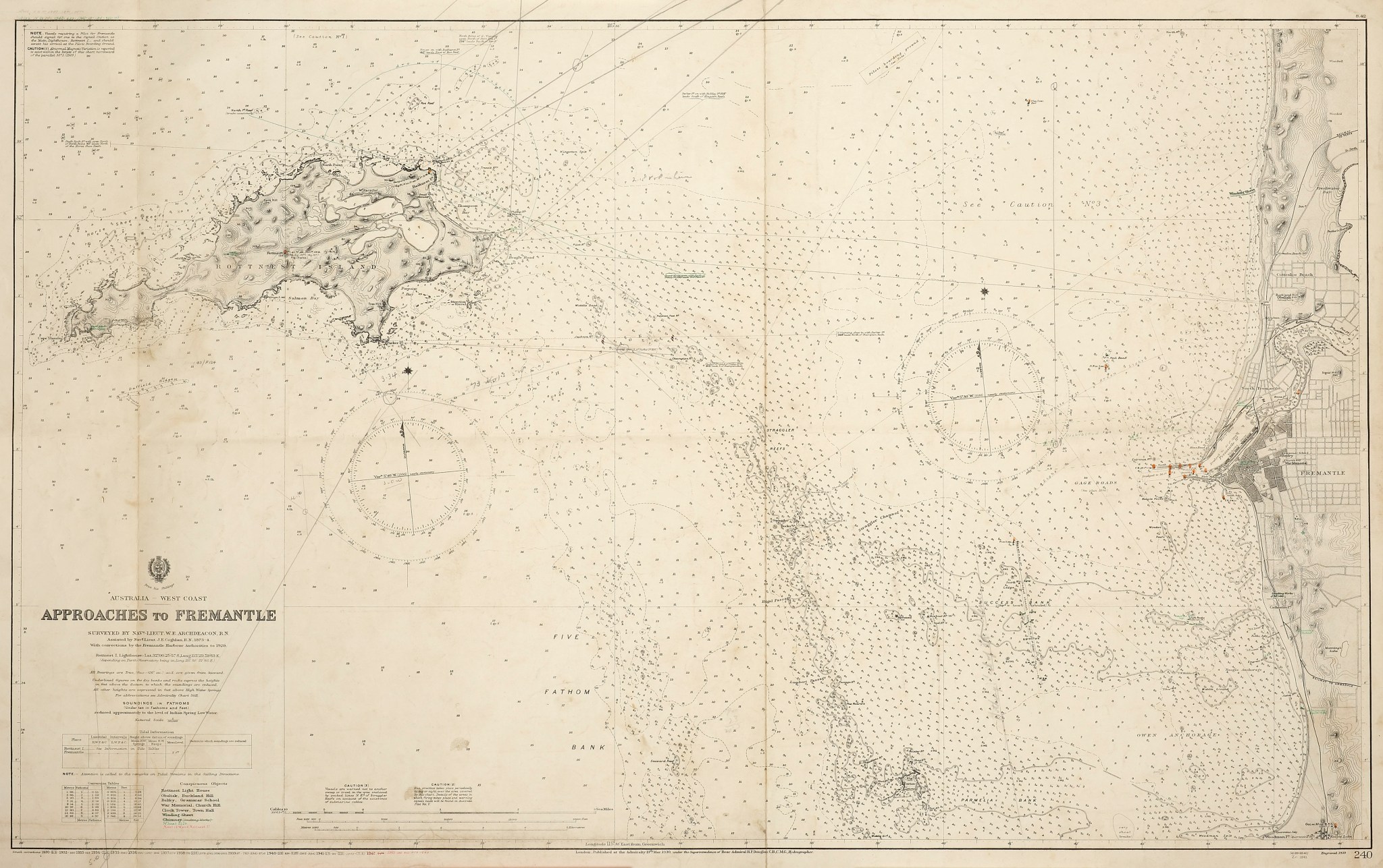 [AUSTRALIA-WA] Approaches to Fremantle Surveyed by Navg. Lieut. W.E ...