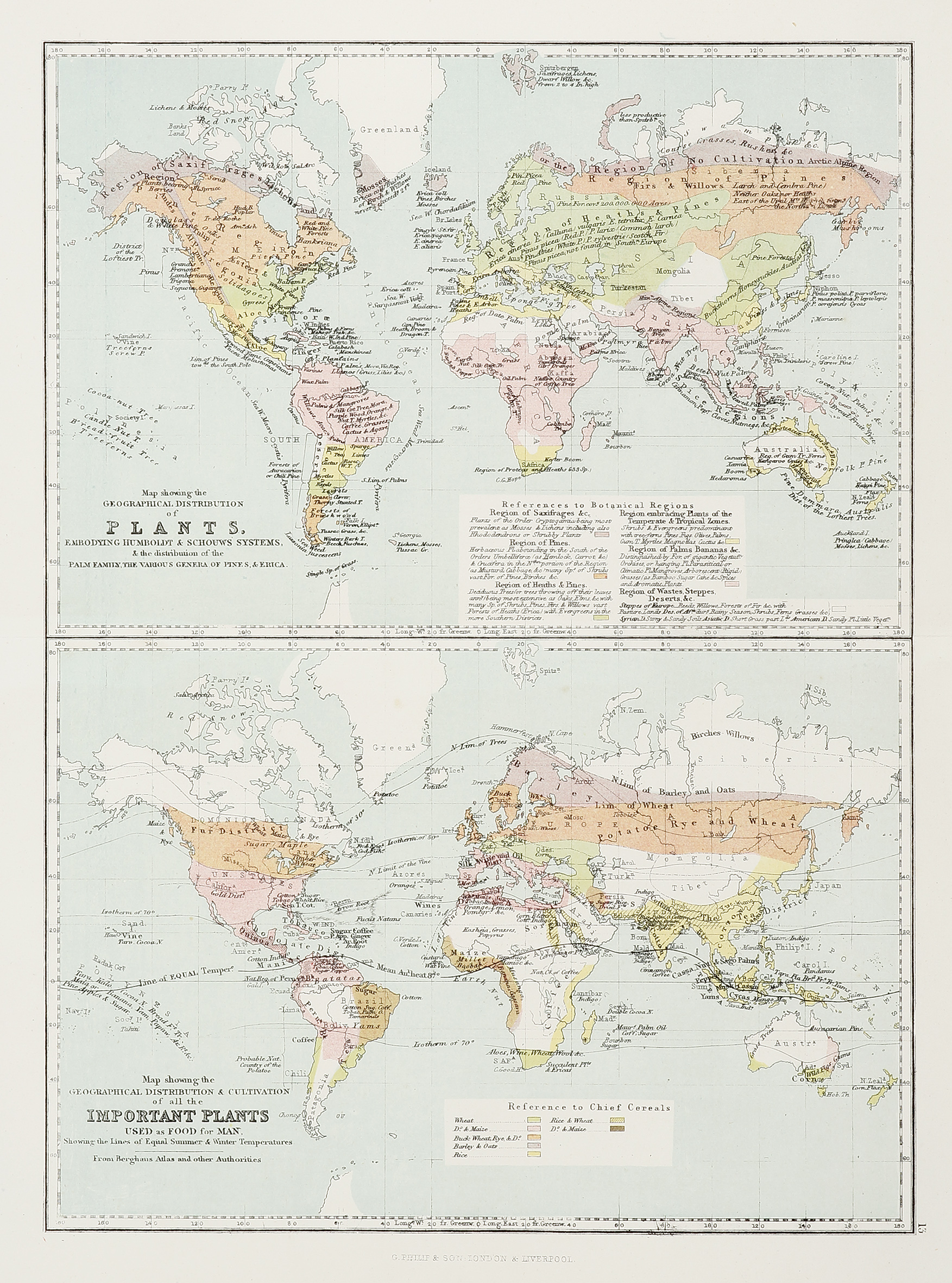 Map showing the Geographical Distribution of Plants, Embodying Humboldt ...