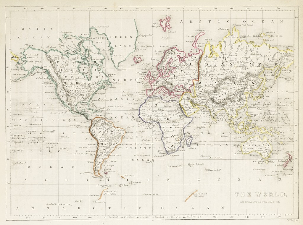 The World, on Mercator's Projection. | Antique Print Map Room