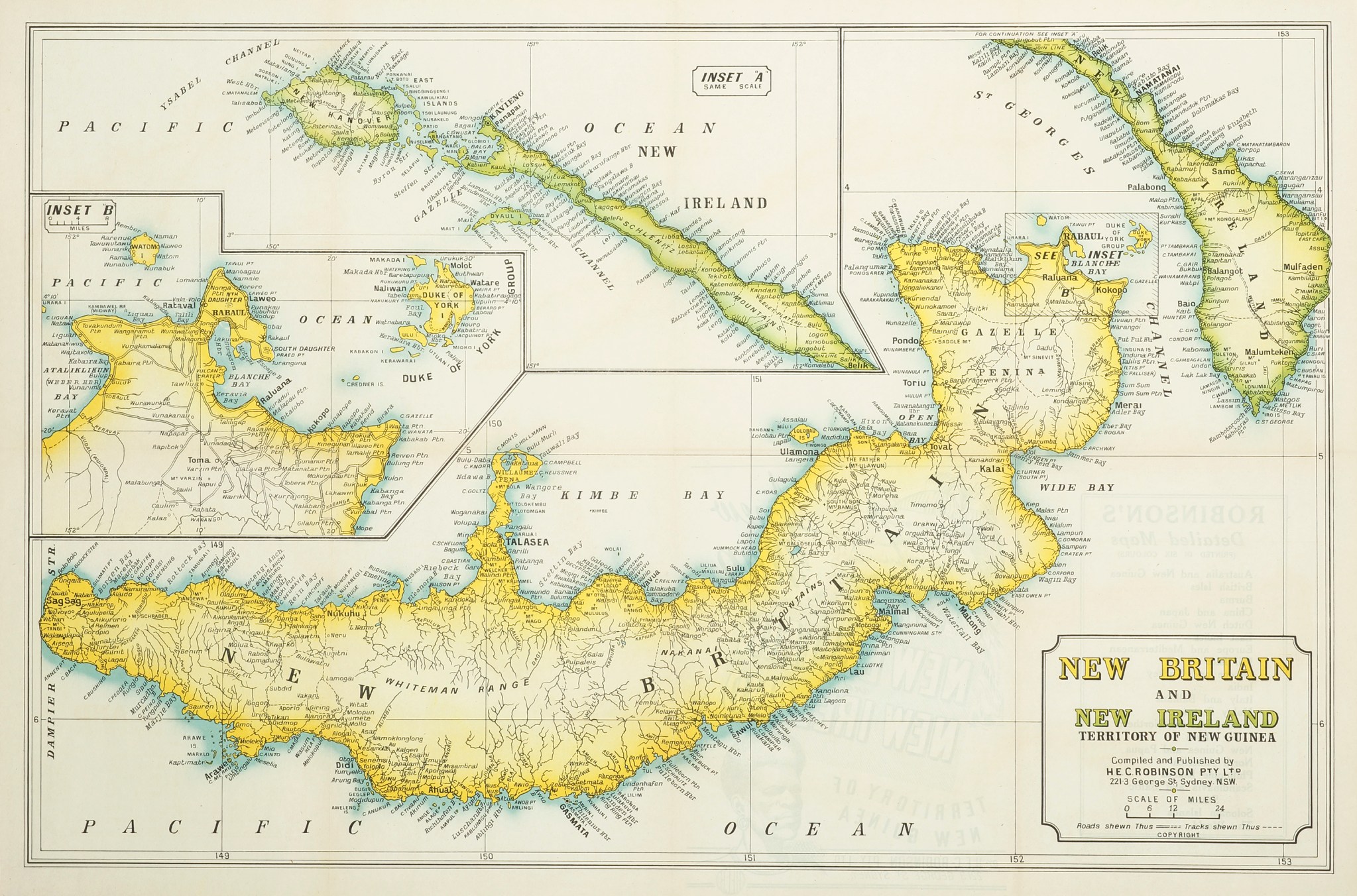 New Britain and New Ireland Territory of New Guinea - Antique Print Map ...