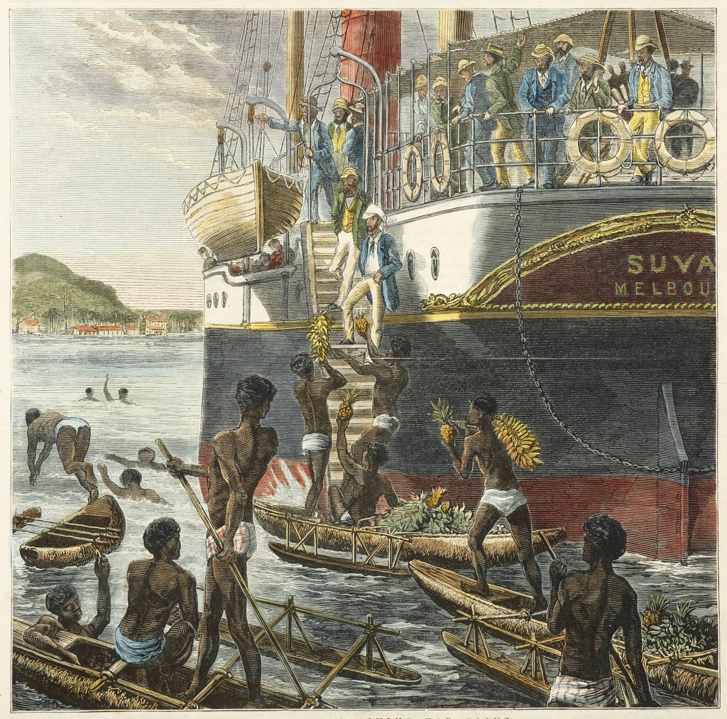 Fiji Natives Diving for Coins | Antique Print Map Room