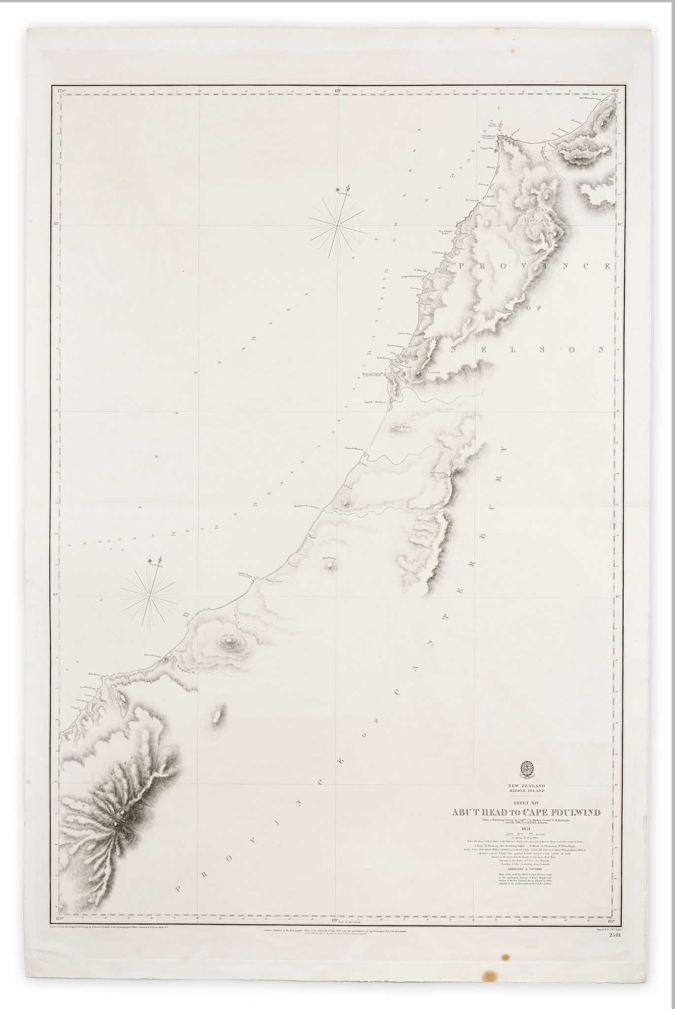 [NEW ZEALAND] Abut Head to Cape Foulwind - Antique Print Map Room