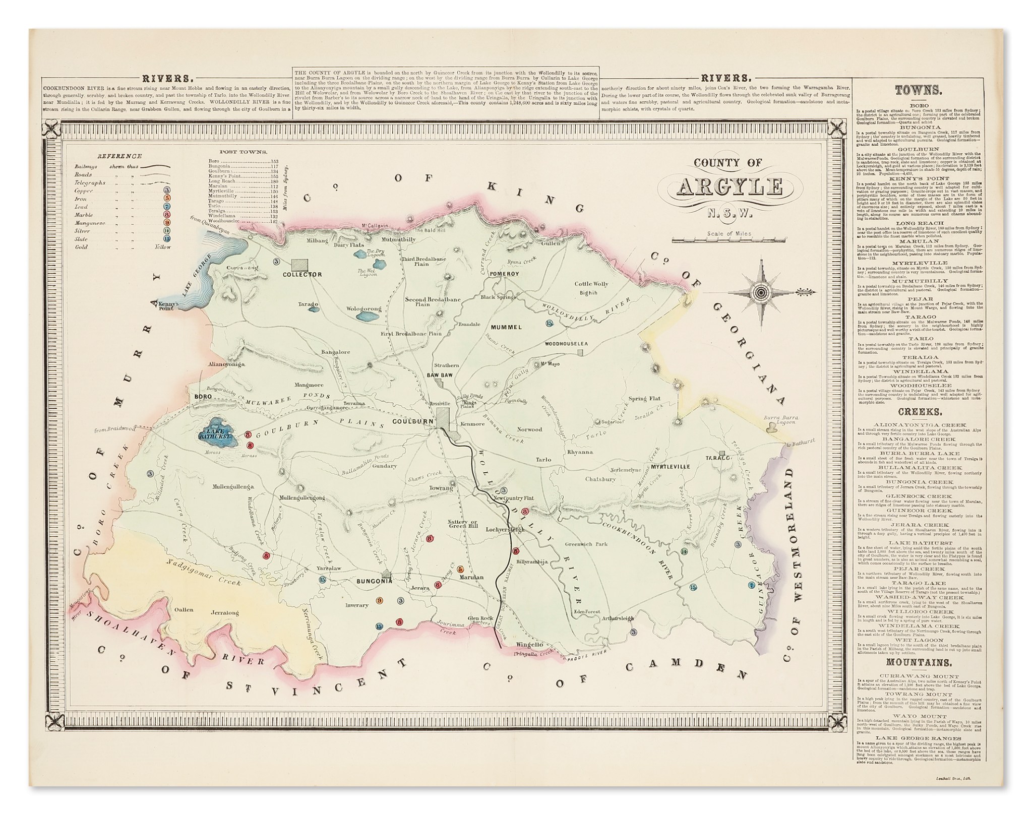 County of Argyle N.S.W. - Antique Print Map Room